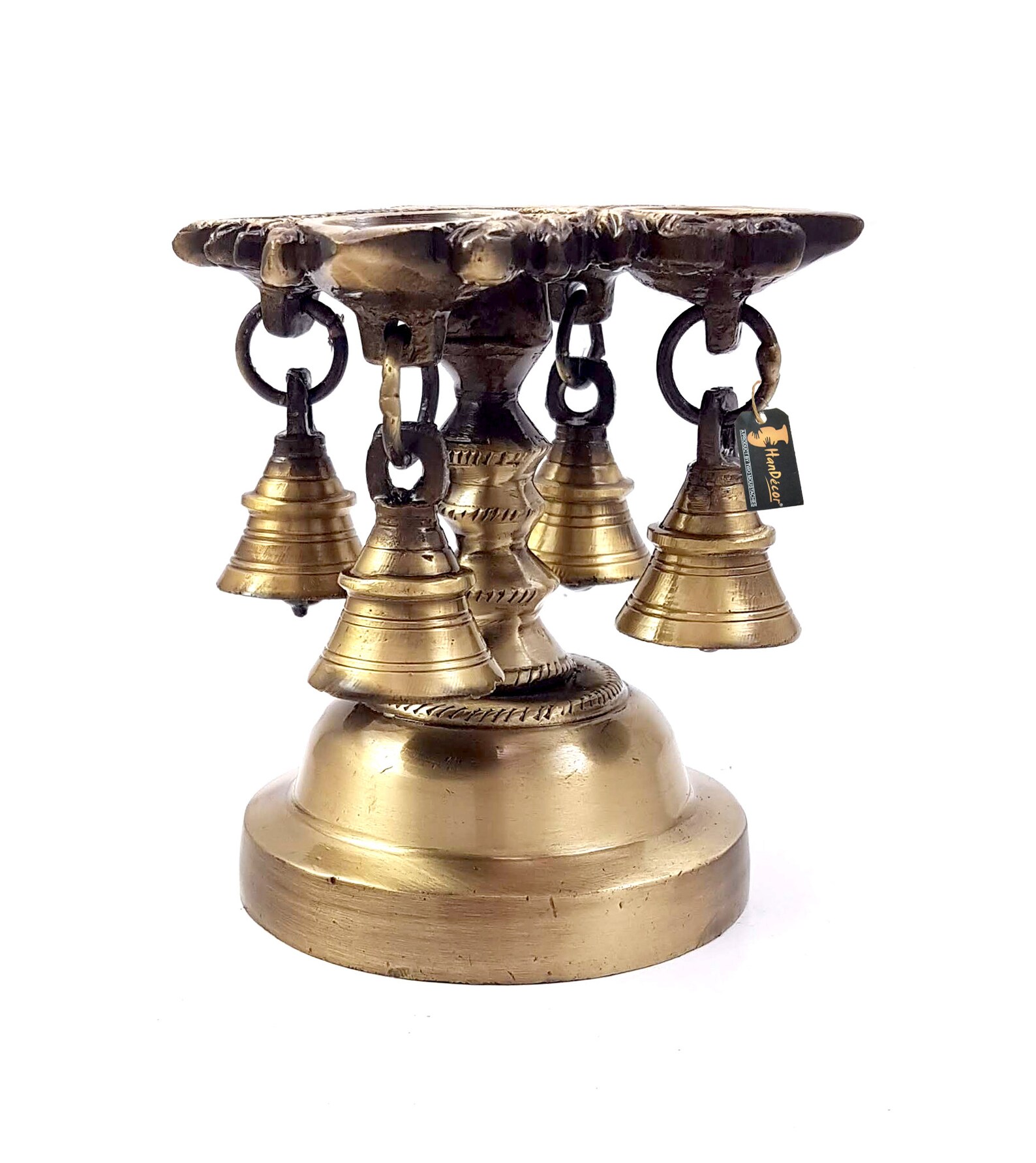 Brass Handmade Diya 4 Oil Wick Brass Diya With Bells Oil - Etsy