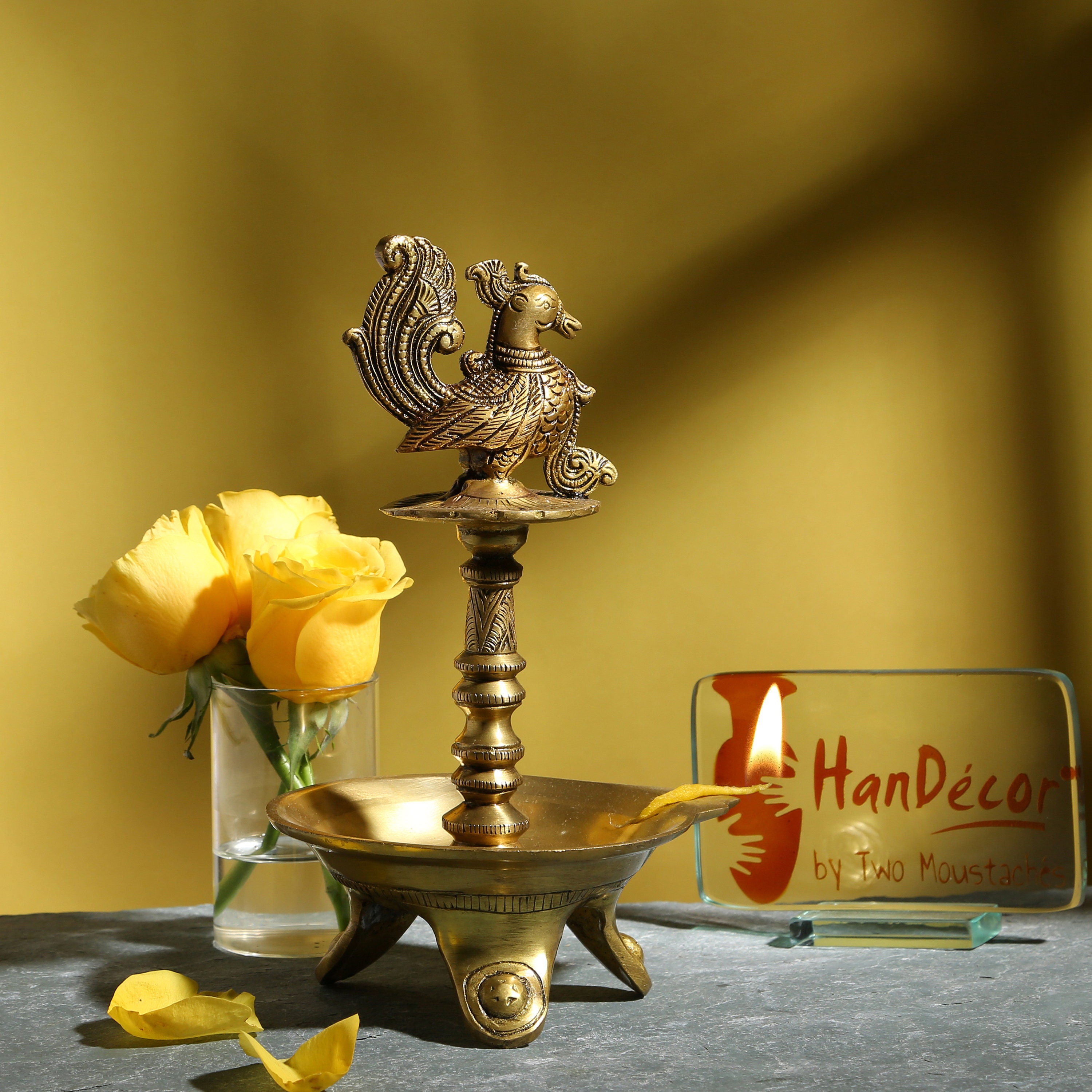 Brass Peacock Design Oil Diya With Base for Home Decor - Etsy