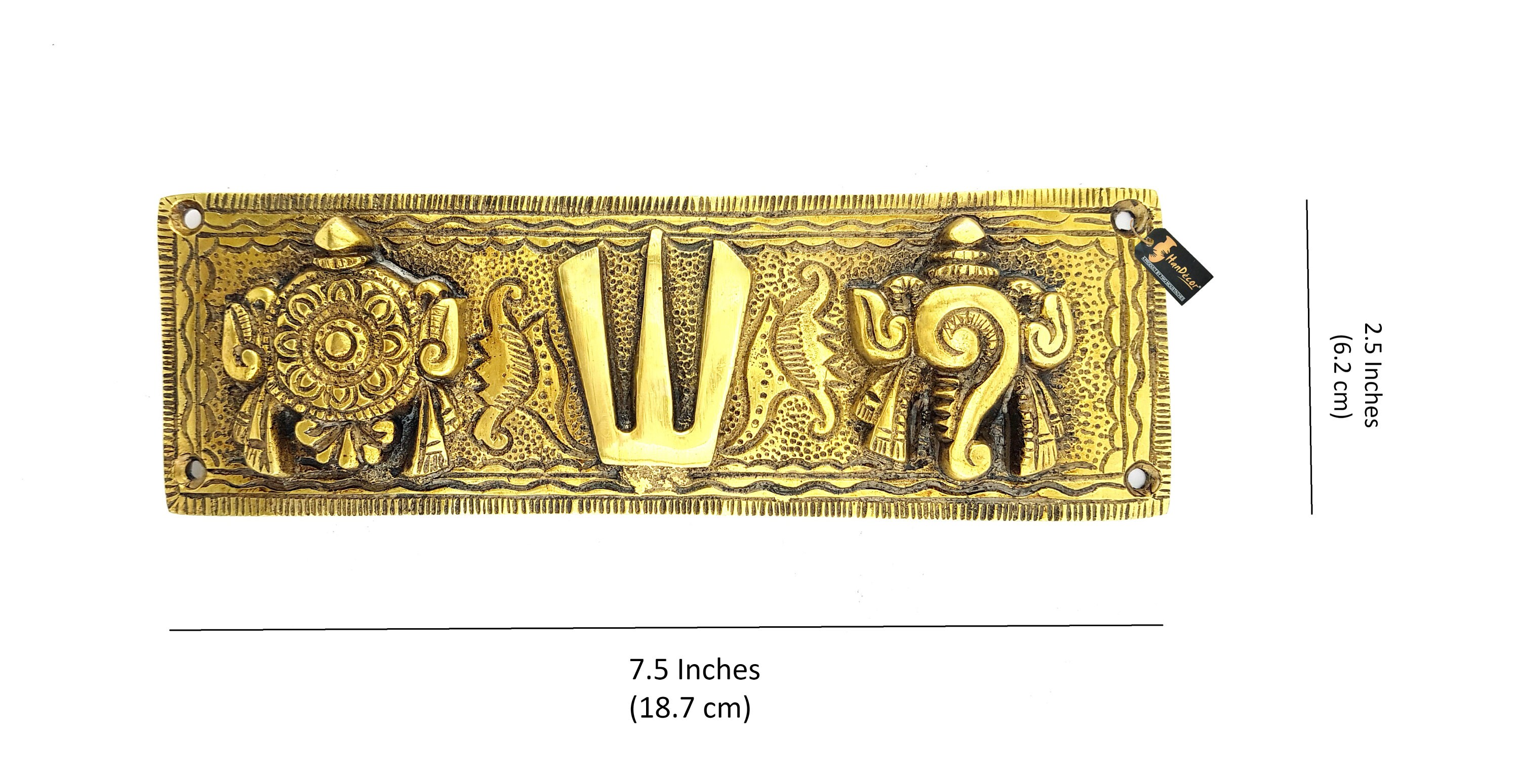 Brass Shankh Chakra Namah Wall Hanging Brass Wall Decor Etsy