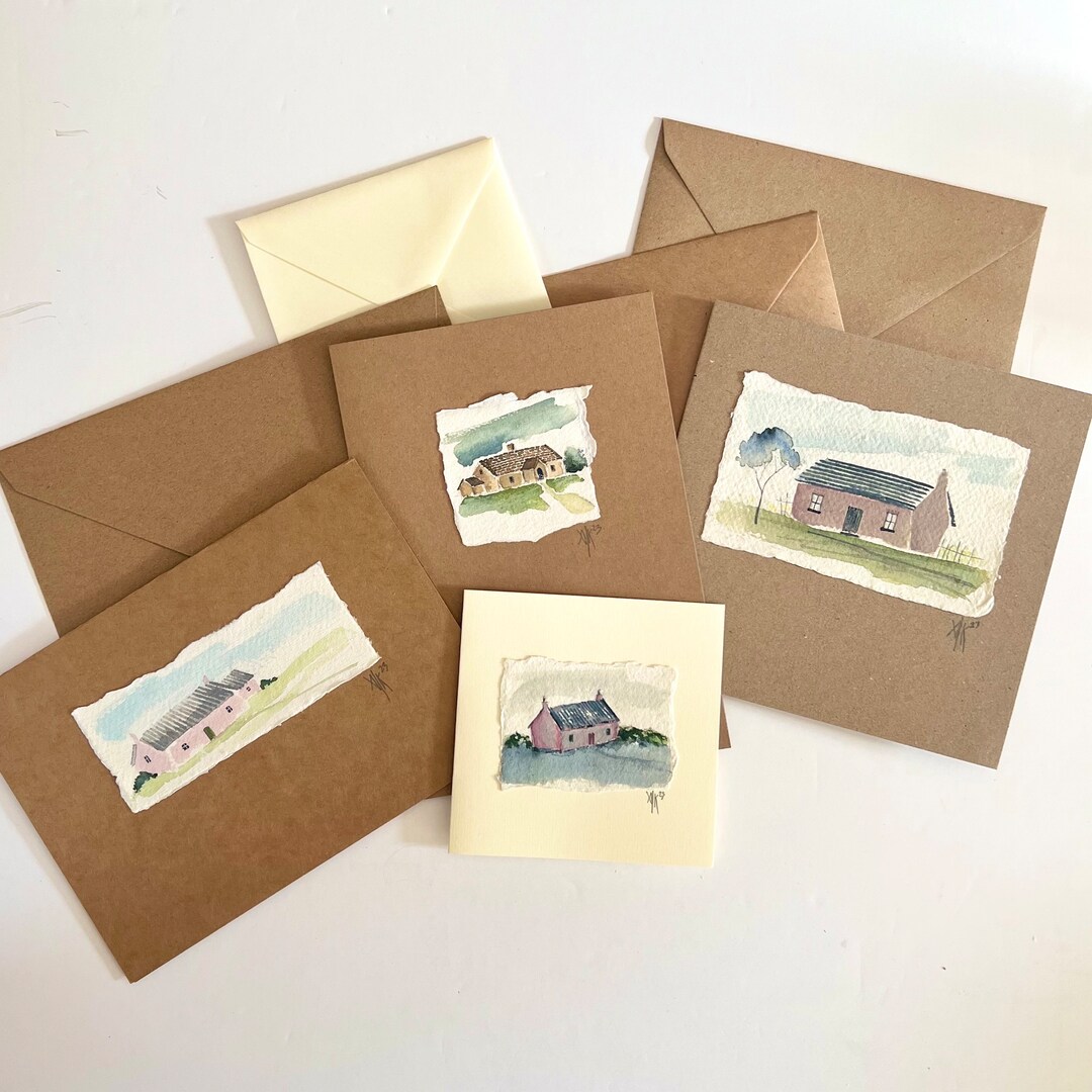 Pack of 4 Bothy House Greetings Cards & House Tag. Set of Blank Cards ...