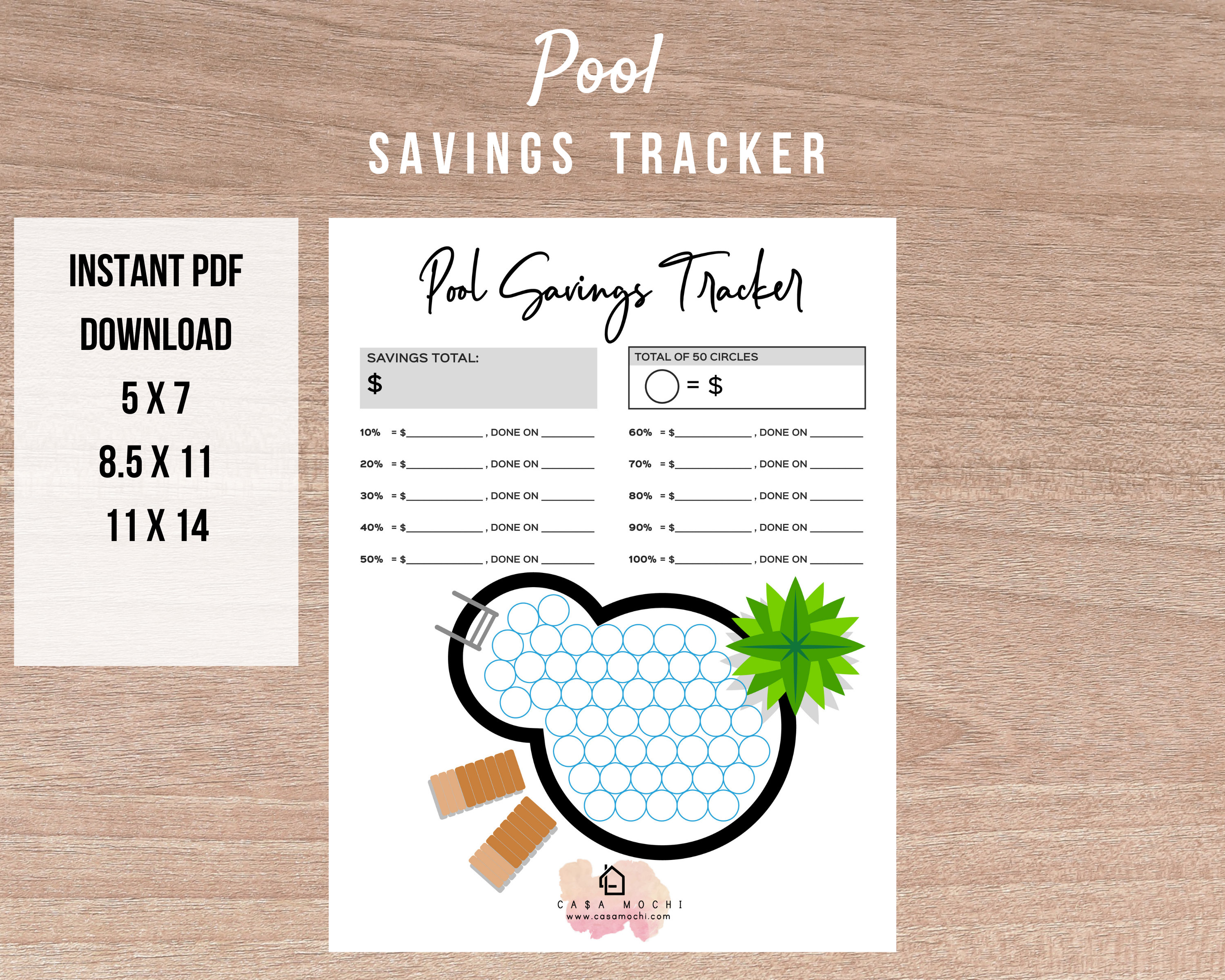 Pool Savings Tracker (printable) - Etsy