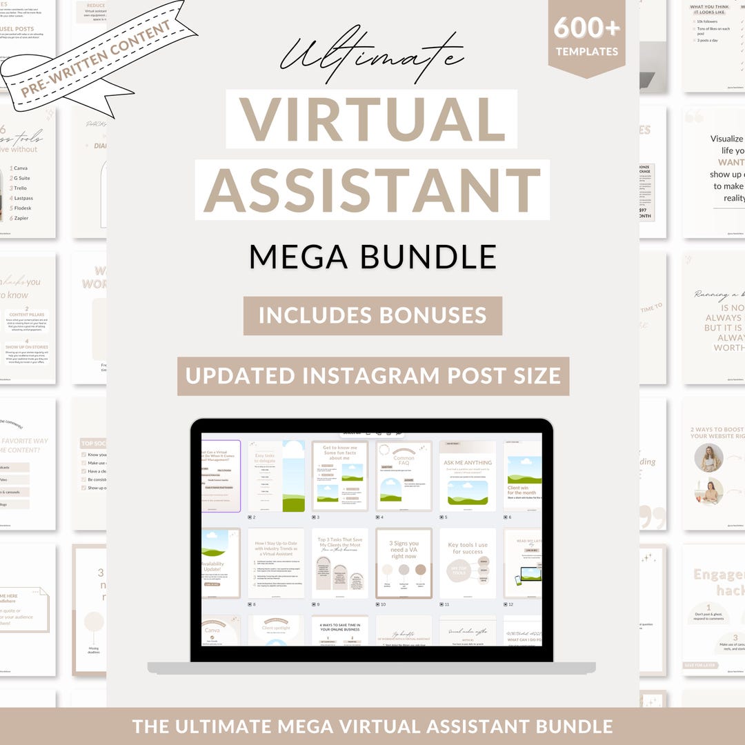 Virtual Assistant Mega Bundle, Instagram Post Templates (digital ...