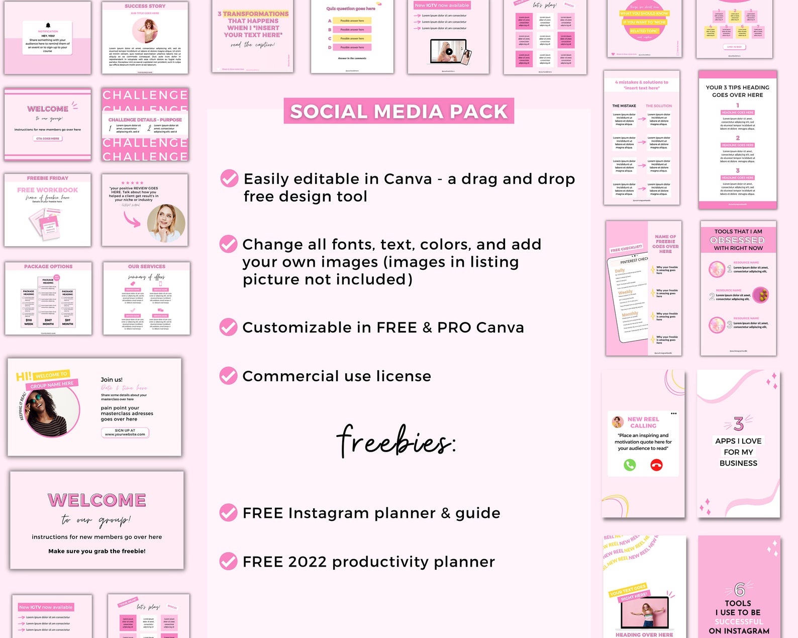 Social Media Bundle Canva, Instagram Post Template Canva, Instagram ...