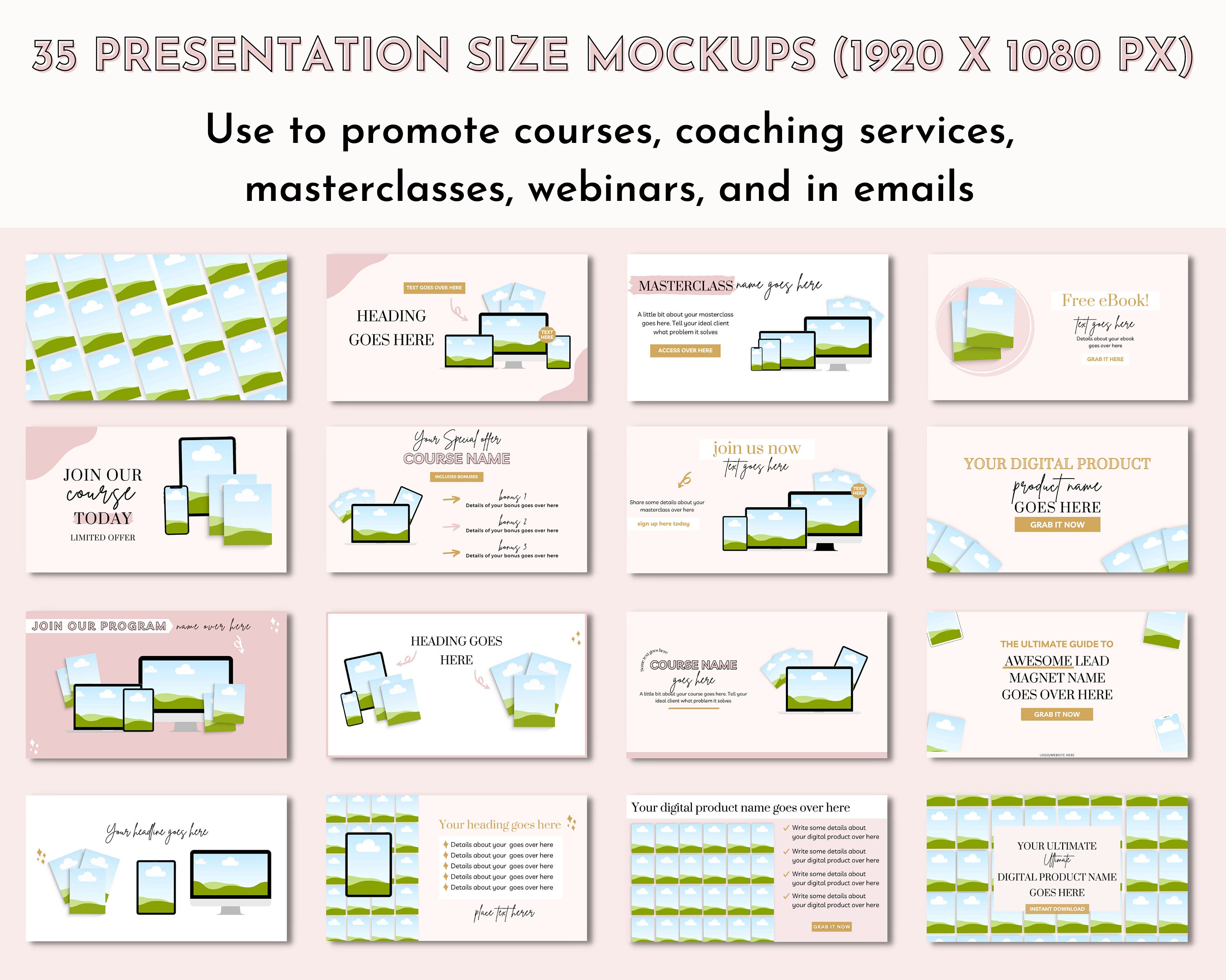 Canva Course Mockup Template, Digital Product Mockup, Course Creator ...