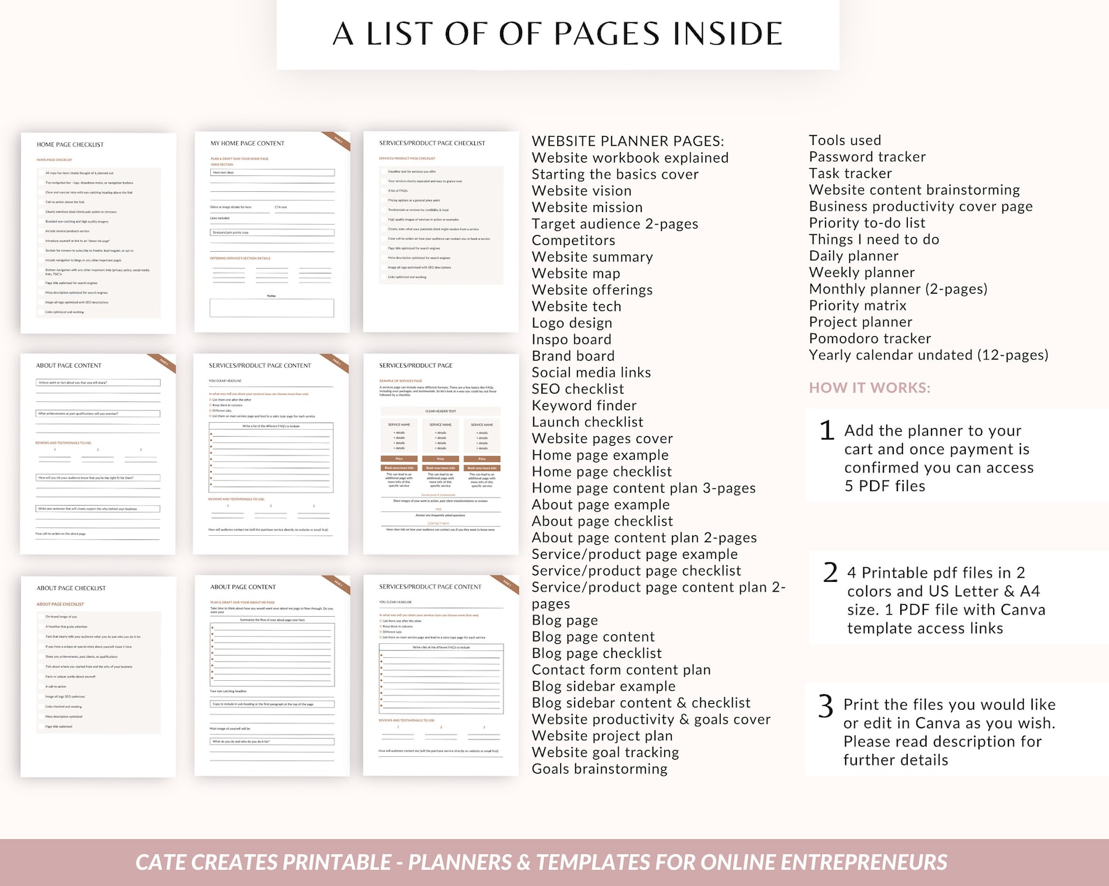 Website Planner Printable, Printable Website Planner, Website Planner ...