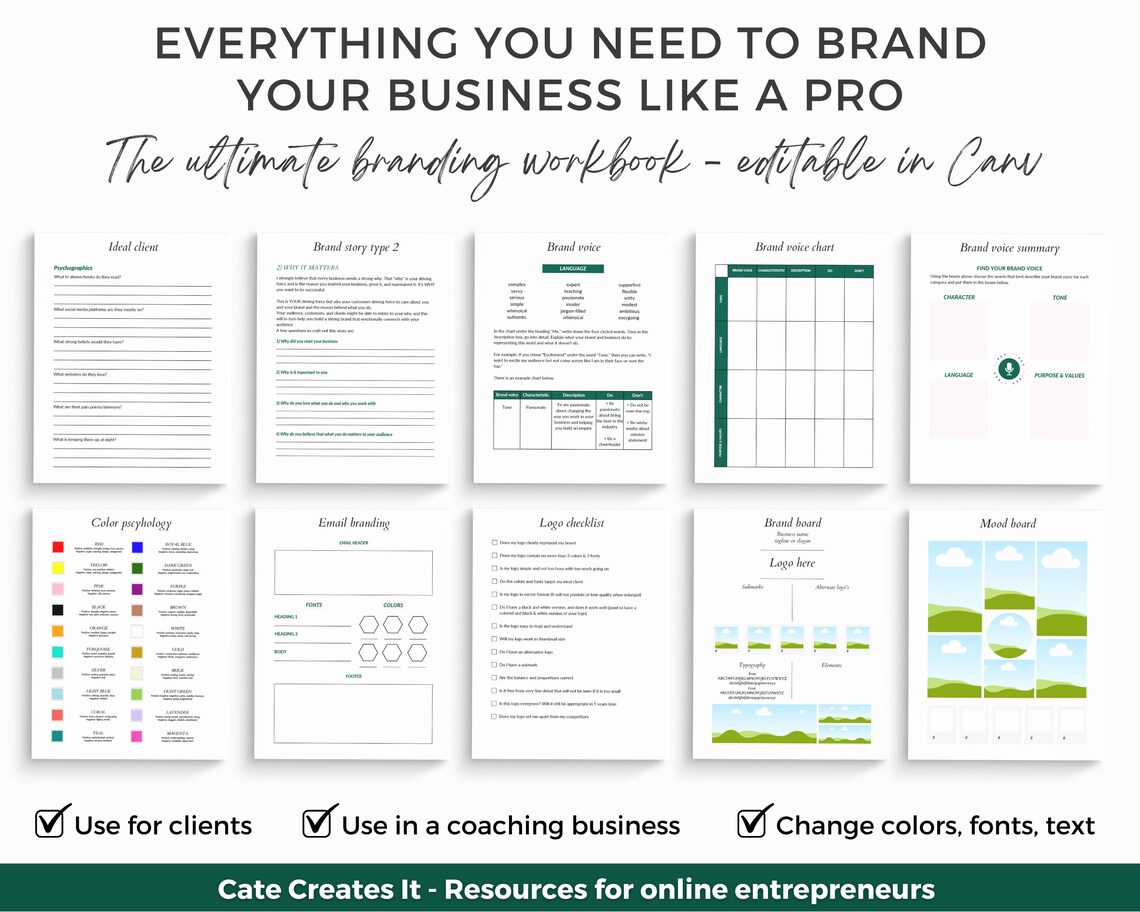 Branding Planner Canva Template, Branding Workbook, Brand Planner ...