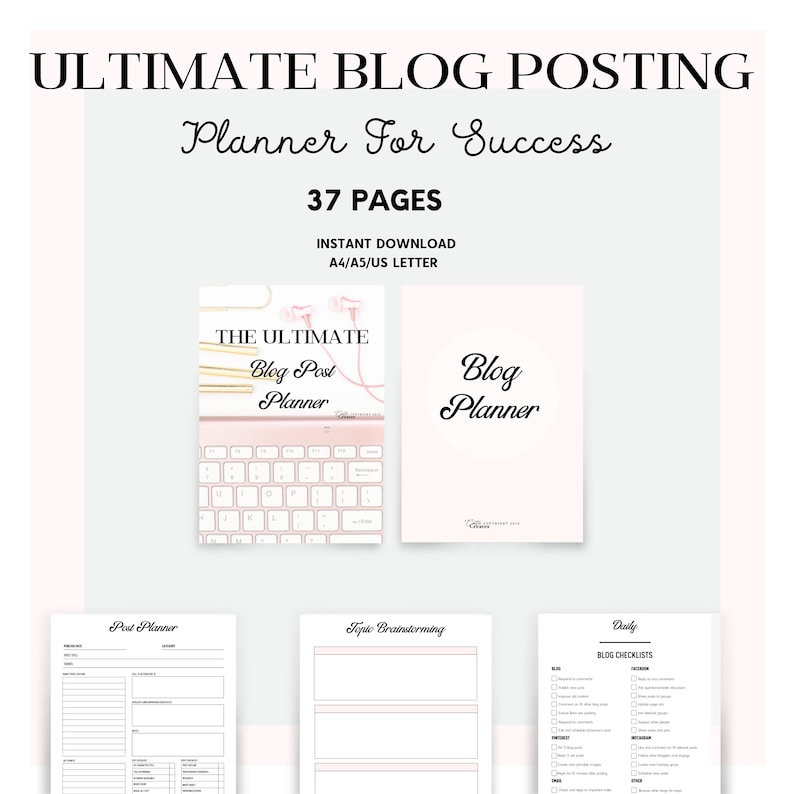 Printable Blog Workbook Blog Planner Blog Post Planner - Etsy