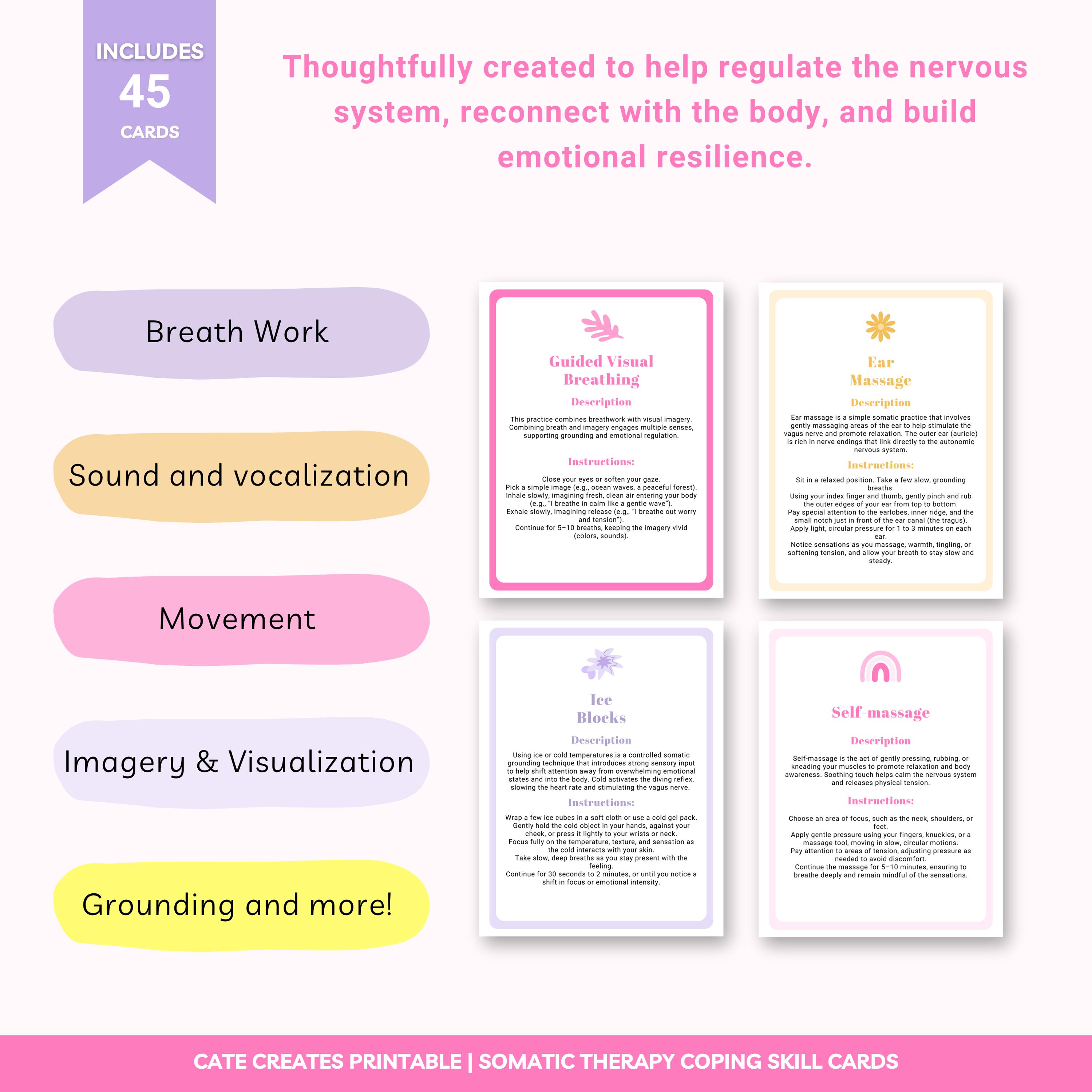 Somatic Therapy Coping Skills, Somatic Coping Skill Cards, PTSD Therapy ...