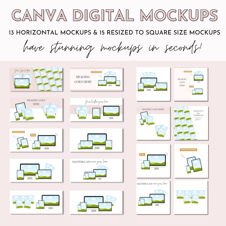 Canva Course Mockup Template, Digital Product Mockup, Course Creator ...