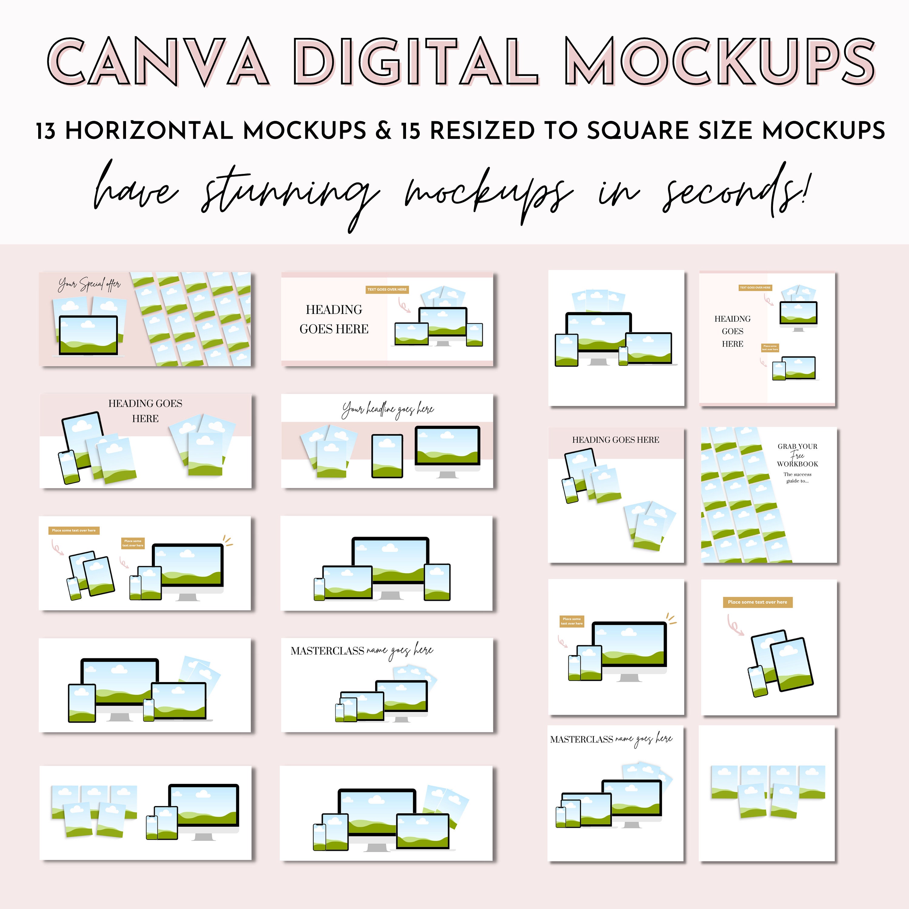 Canva Course Mockup Template, Digital Product Mockup, Course Creator ...