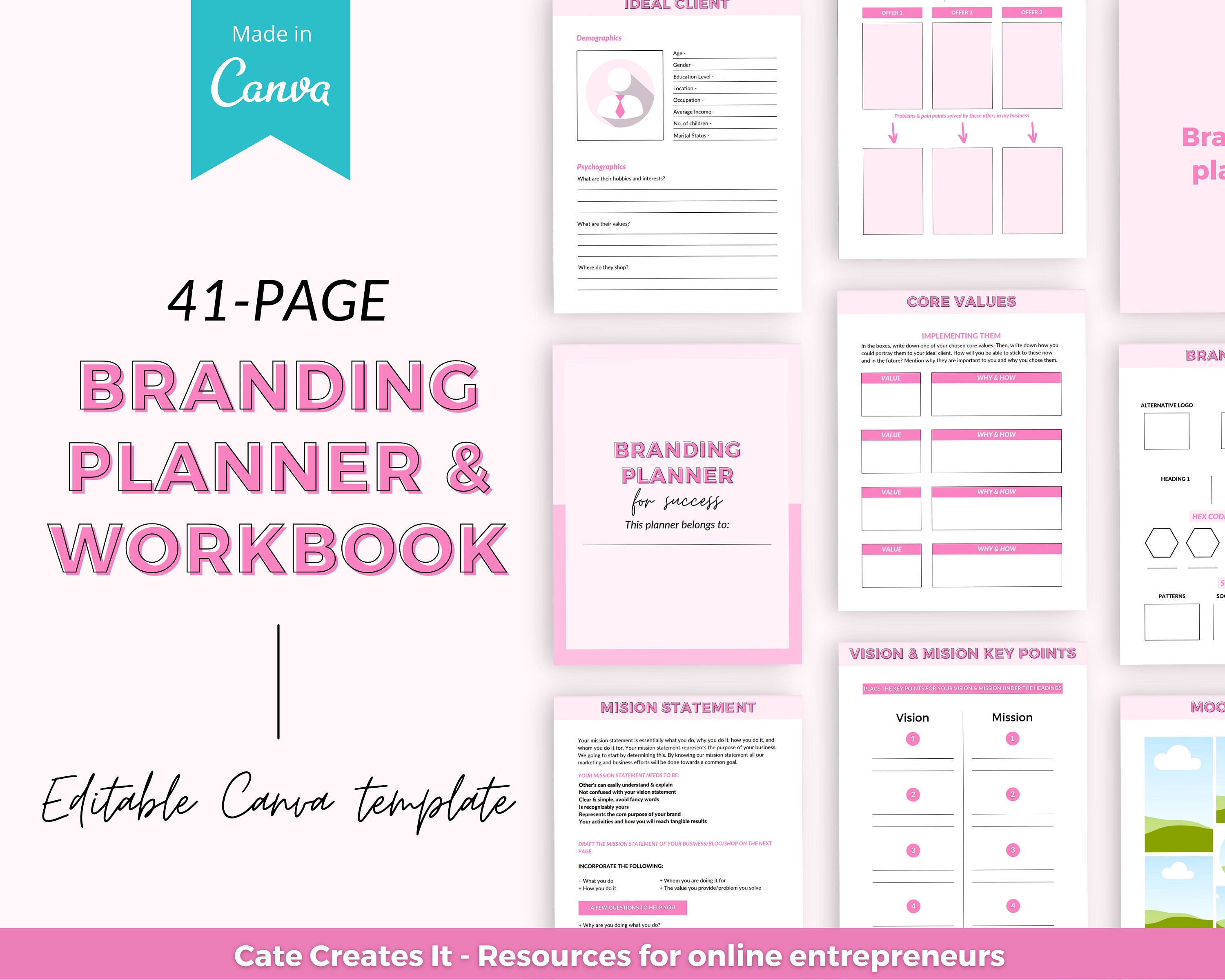 Brand Planner and Workbook, Canva Brand Planner, Editable Brand Planner ...