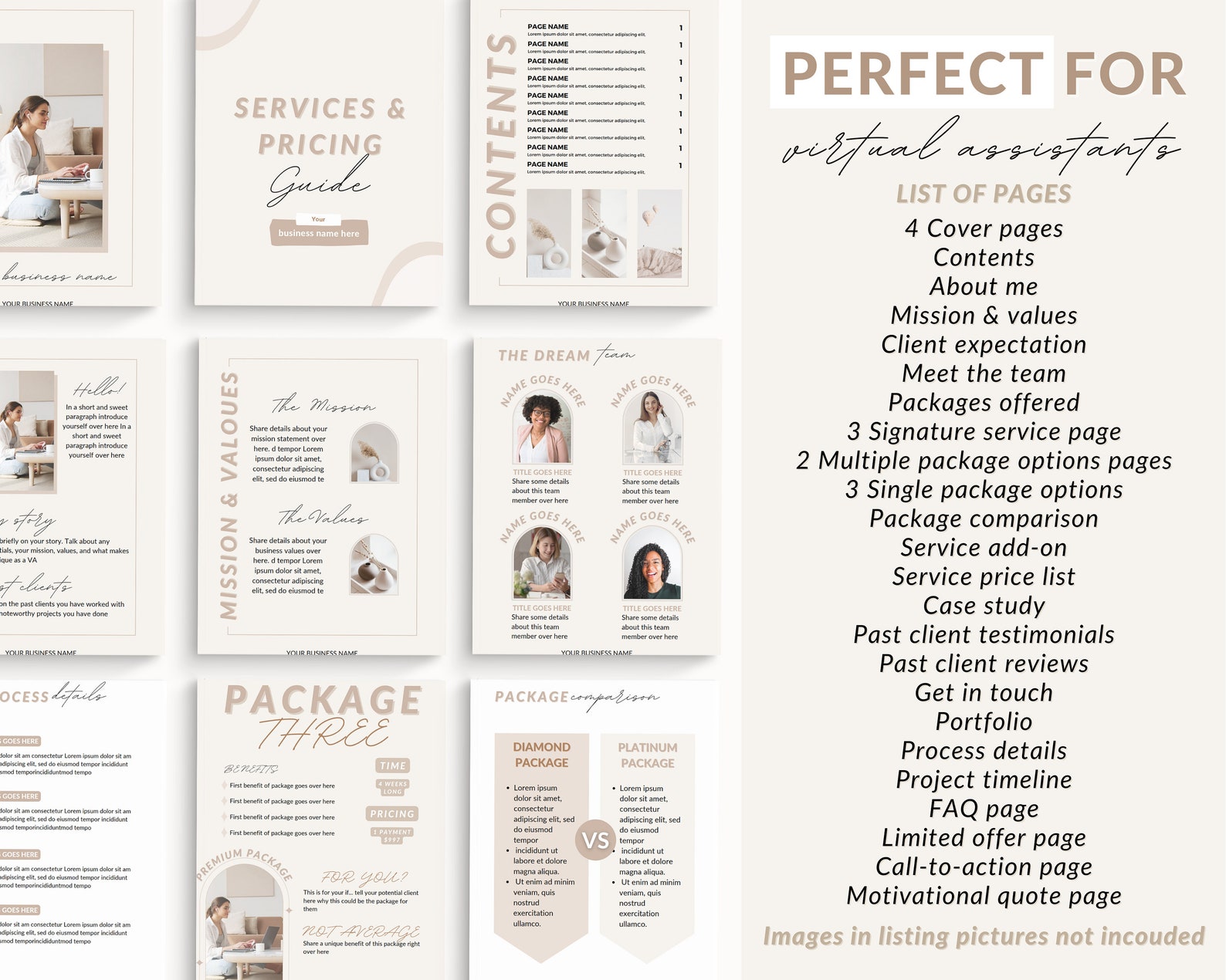 Virtual Assistant Services and Pricing Template, Pricing Guide, Price ...