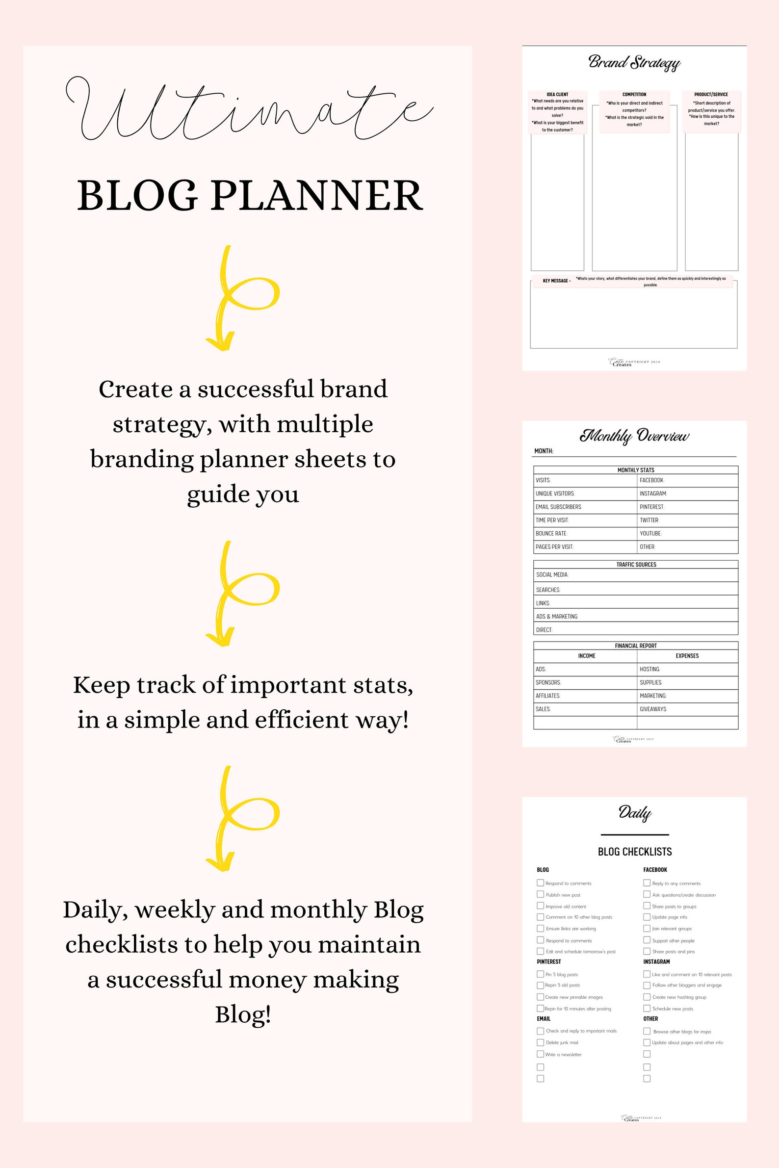 Printable Blog Workbook Blog Planner Blog Post Planner | Etsy
