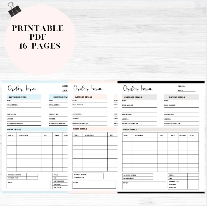 Order Form Small Business Form Business Order Form - Etsy