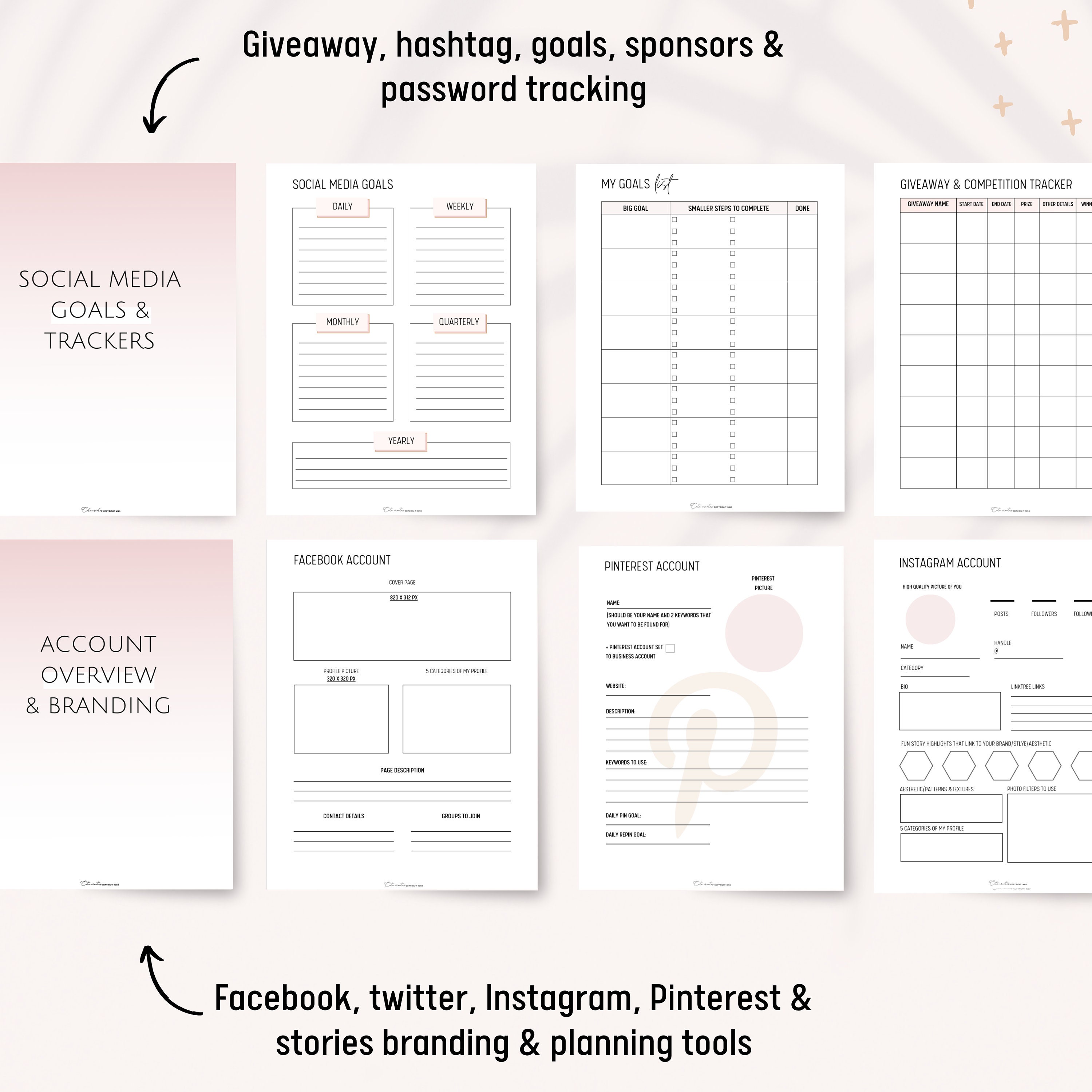 Social Media Planner Business Planner Blogging planner | Etsy