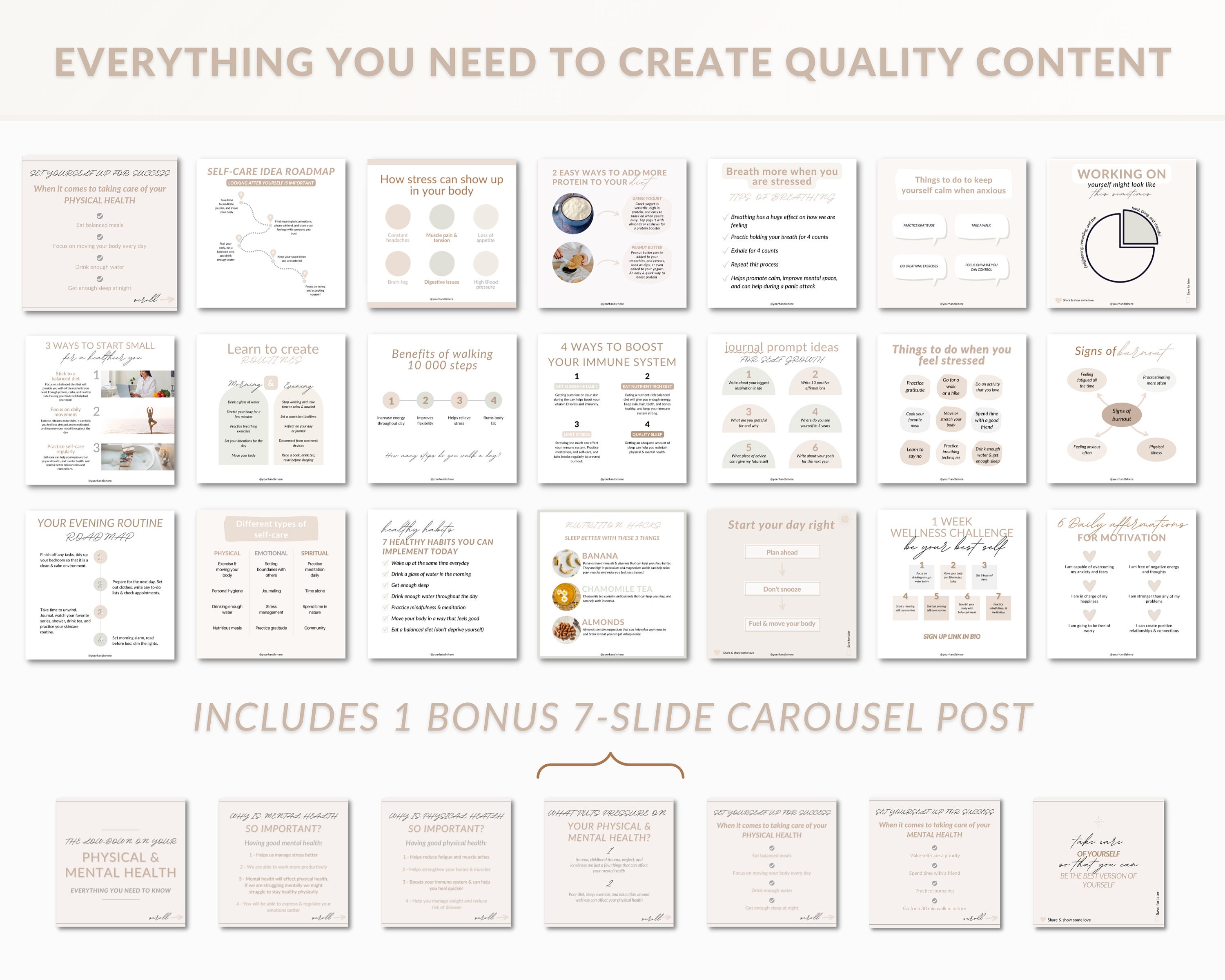 Wellness Coach Templates, Wellness Instagram Post Templates, Instagram ...