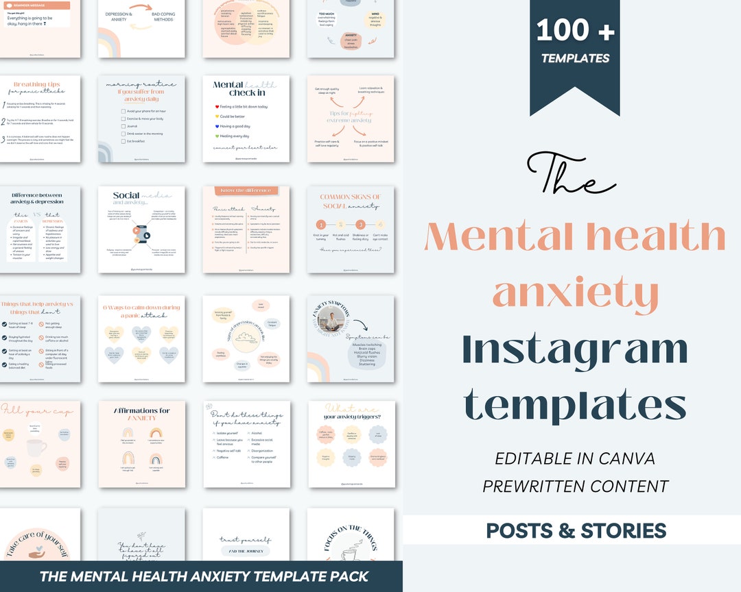 Mental Health Anxiety Post Templates, Anxiety Templates, Mental Health ...