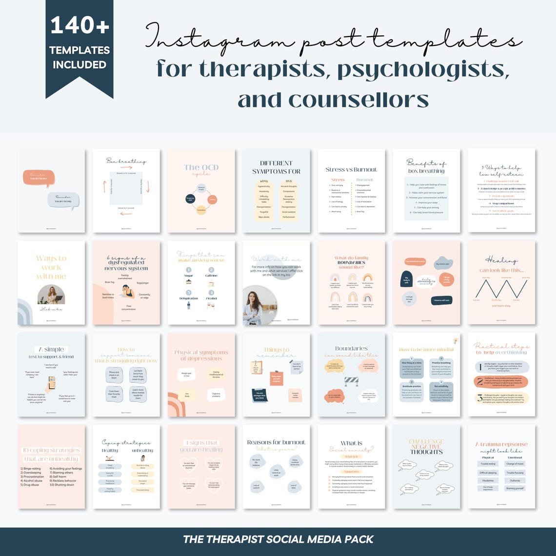 Mental Health Templates, Therapist Instagram Templates, Therapist ...