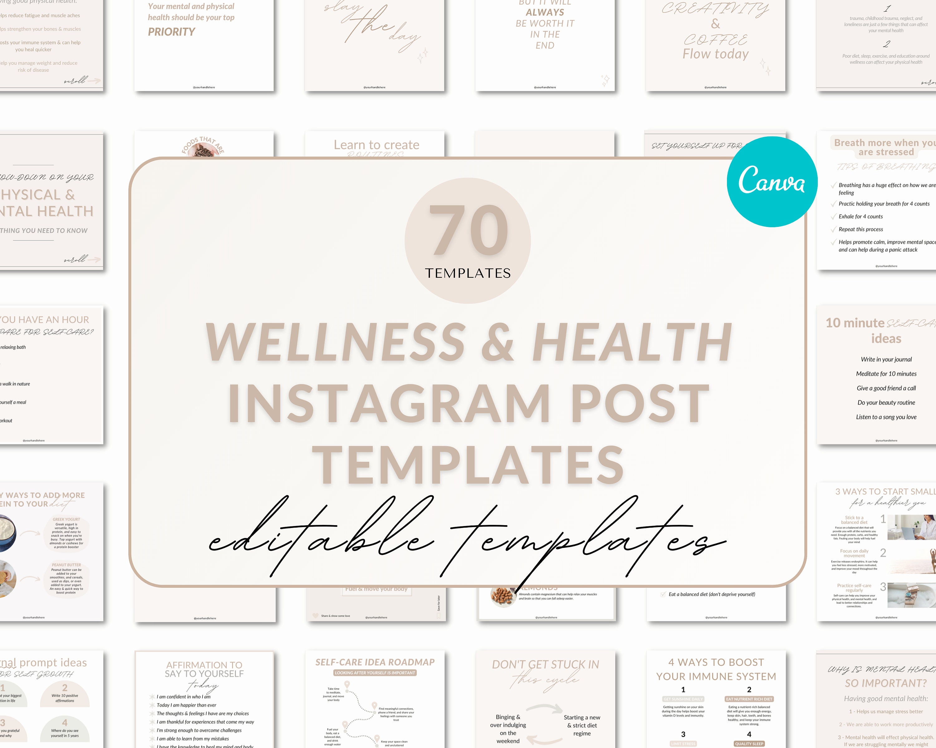 Wellness Coach Templates Wellness Instagram Post Templates - Etsy