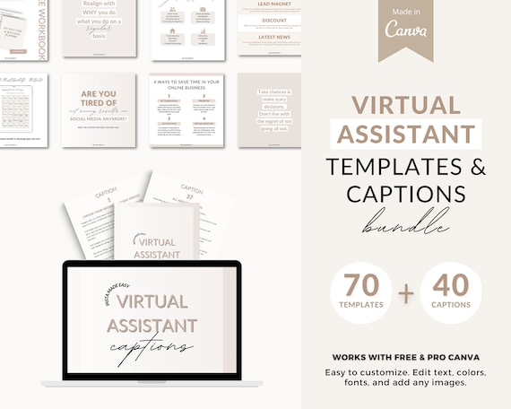 Virtual Assistant Templates Virtual Assistant Captions - Etsy