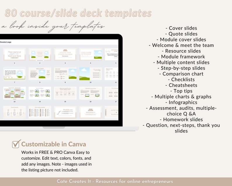 Webinar Slide Deck Template Canva Canva Course Creator Slide - Etsy