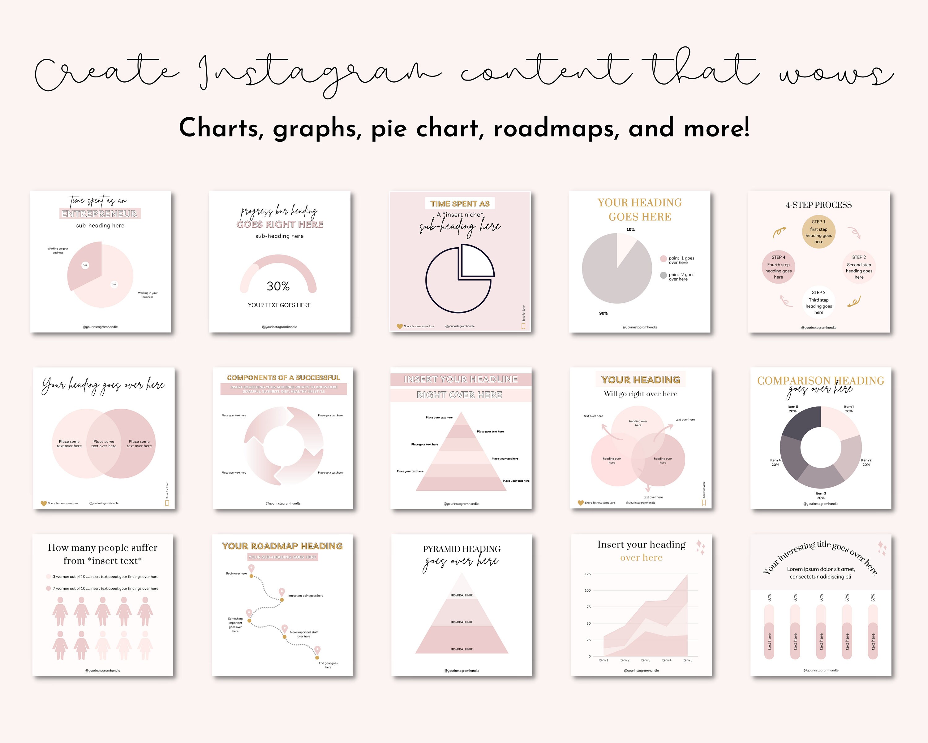 Instagram Charts and Graphs Post Templates Social Media Canva - Etsy