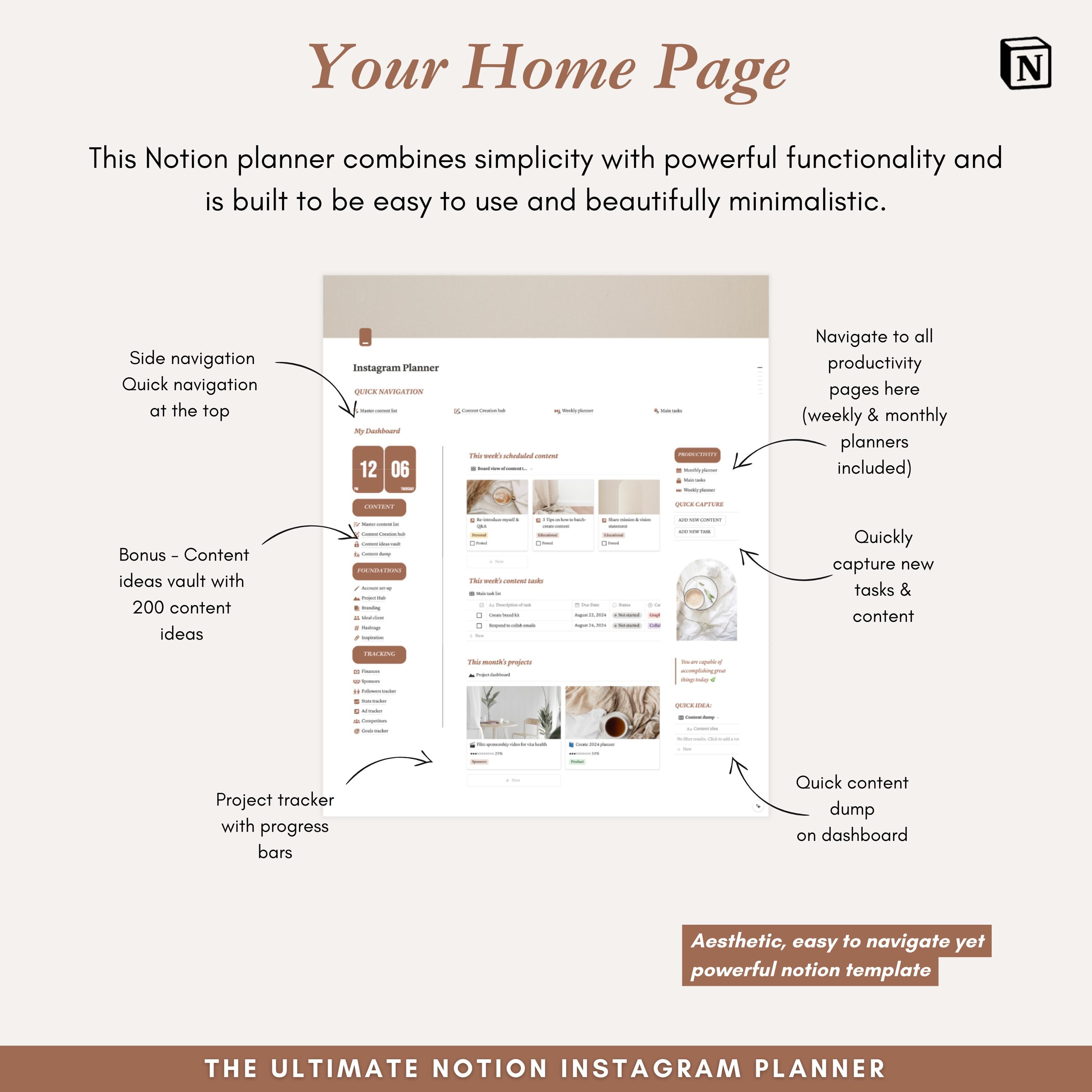 Notion Instagram Planner, Notion Social Media, Notion Templates, Notion ...