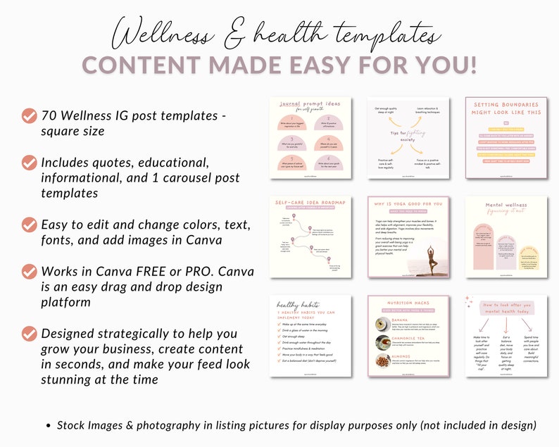Wellness Coach Templates, Wellness Instagram Post Templates, Instagram ...