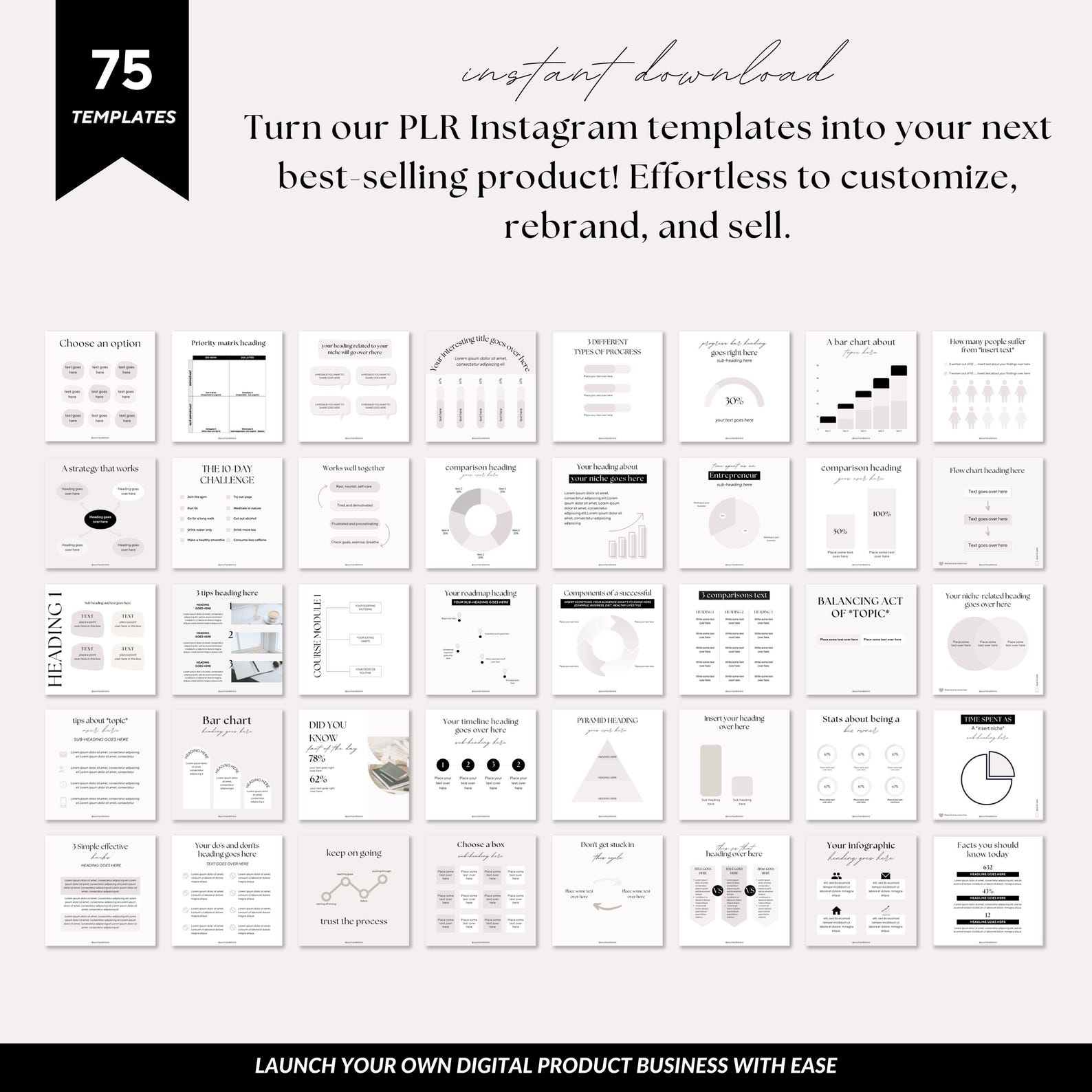 PLR Instagram Posts, PLR Instagram Templates, Charts and Graphs ...