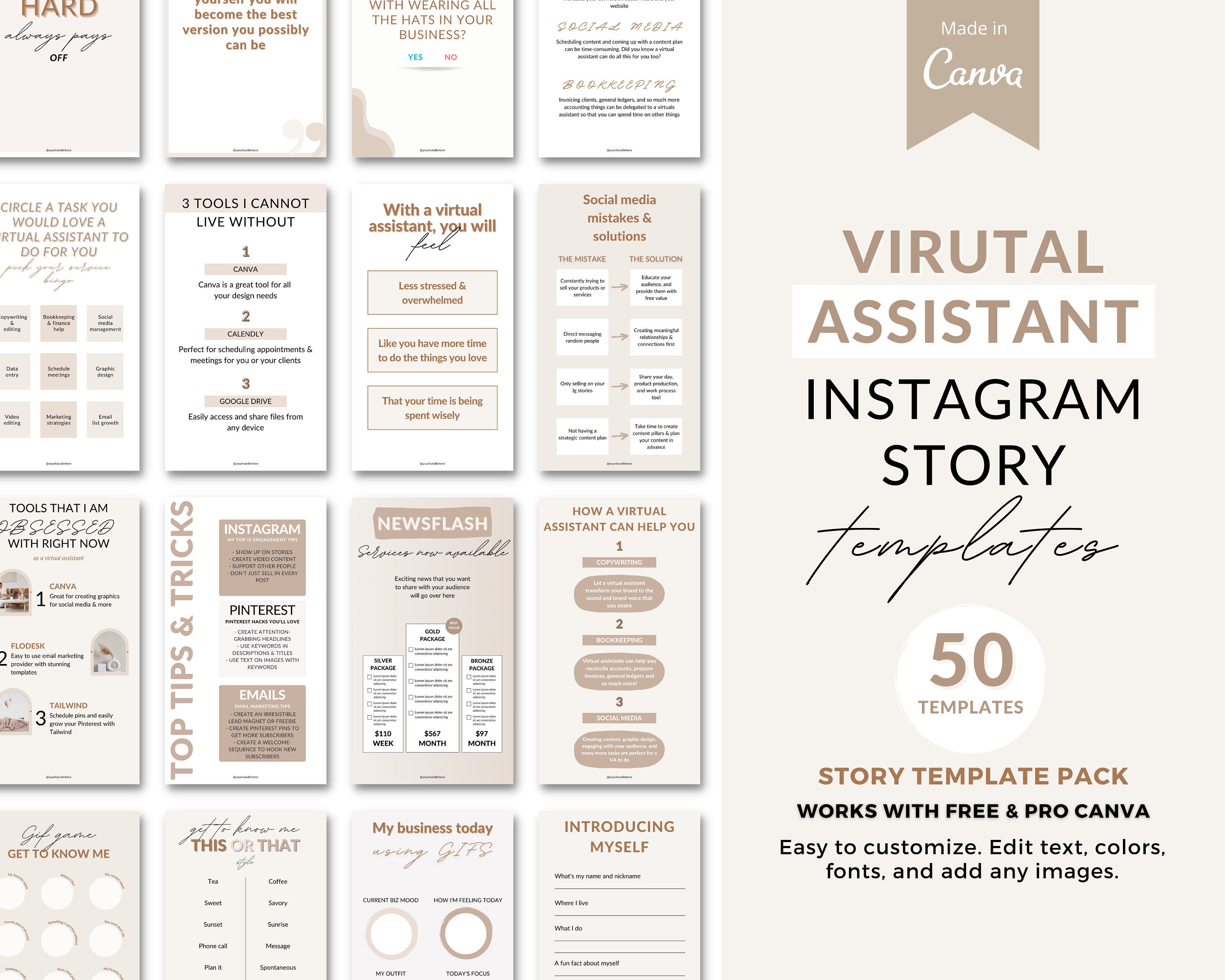Virtual Assistant Instagram Story Instagram Templates Virtual | Etsy