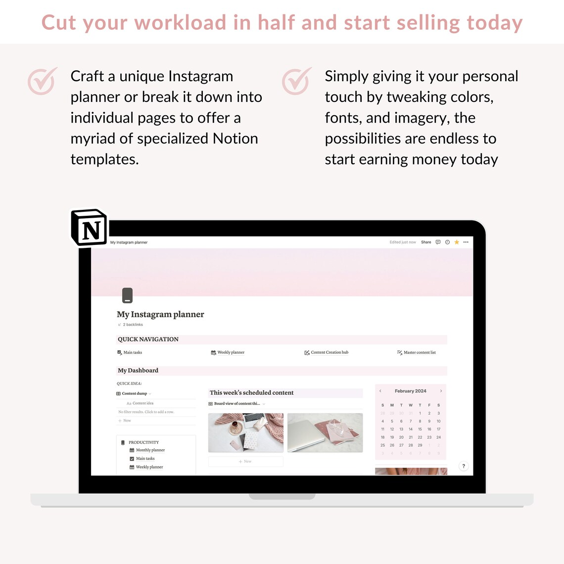 Notion Instagram Planner, PLR Notion Template, PLR Notion Instagram ...