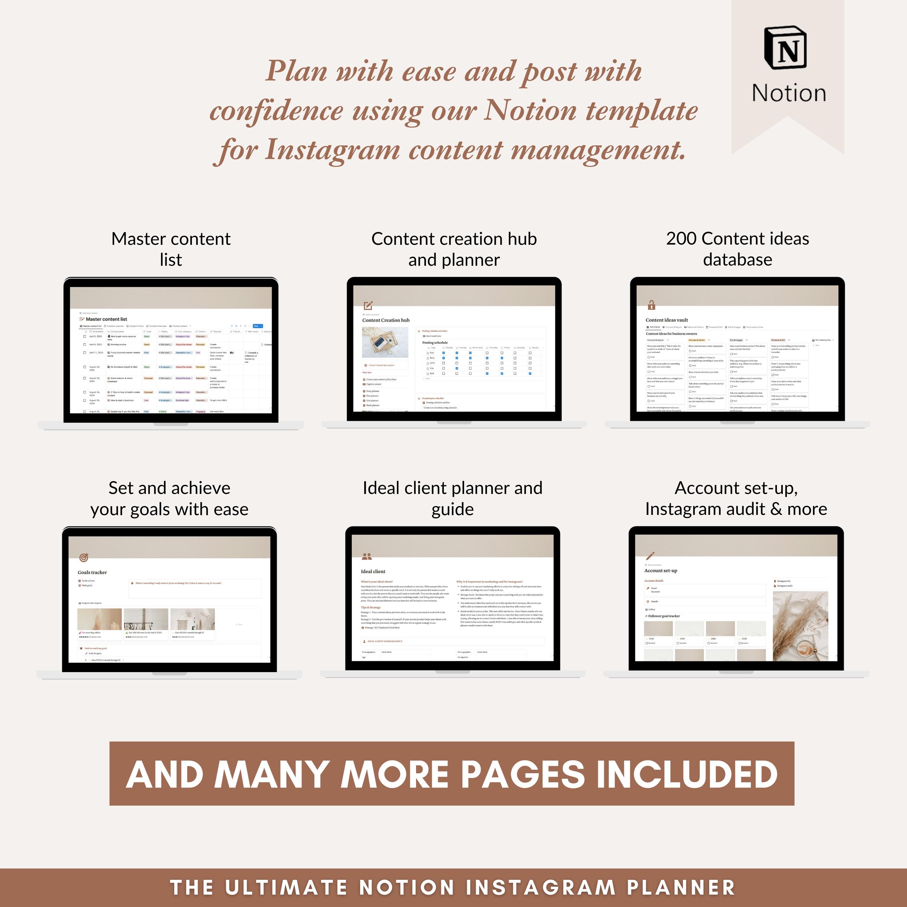 Notion Instagram Planner, Notion Social Media, Notion Templates, Notion ...
