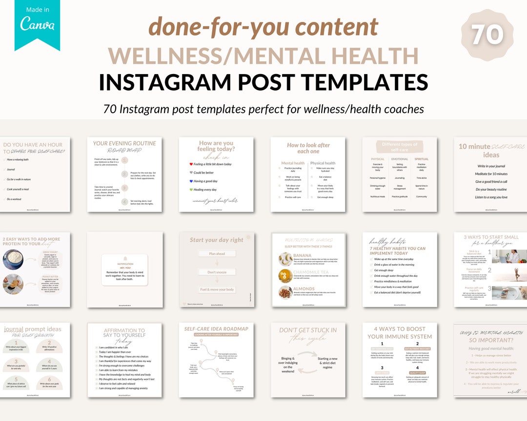Wellness Coach Templates, Wellness Instagram Post Templates, Instagram ...