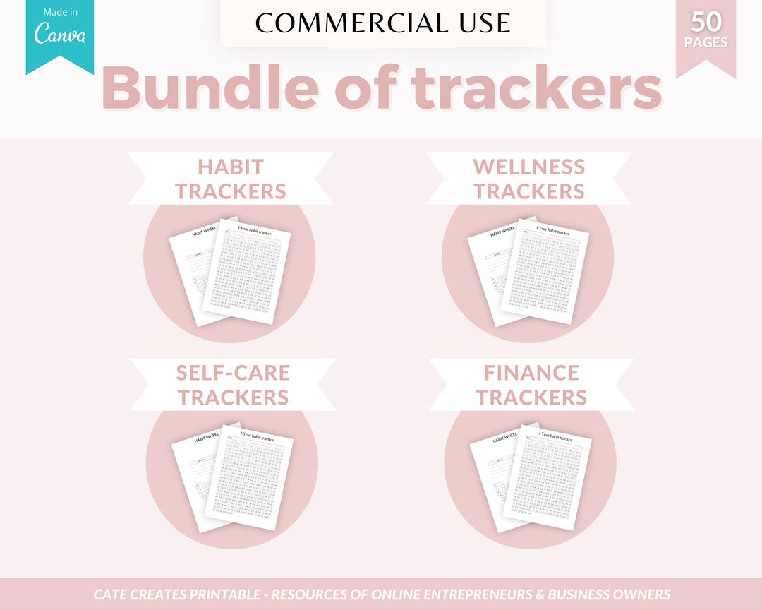 Canva Tracker Bundle, Habit Tracker, Finance Tracker, Wellness Tracker ...