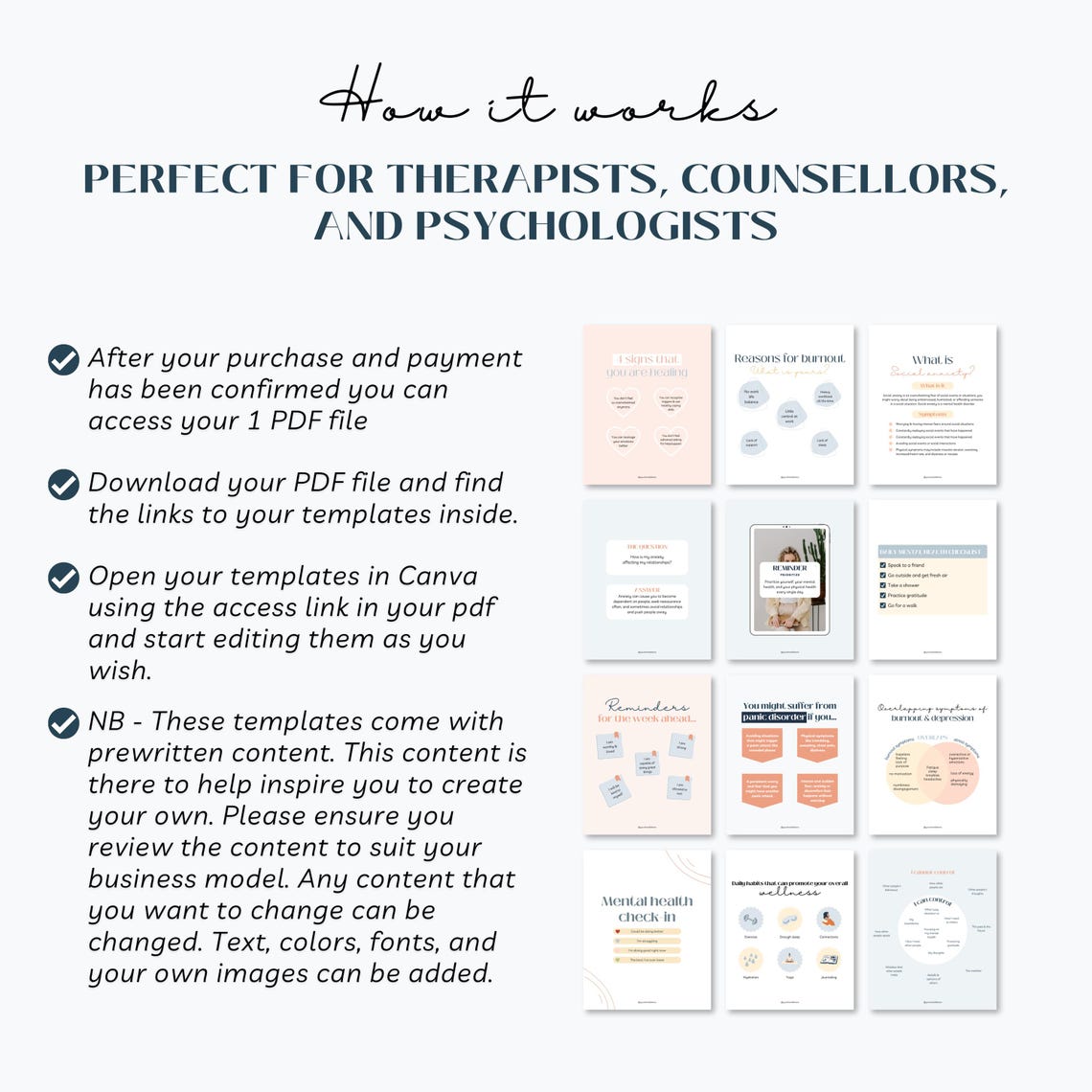 Mental Health Templates, Therapist Instagram Templates, Therapist ...