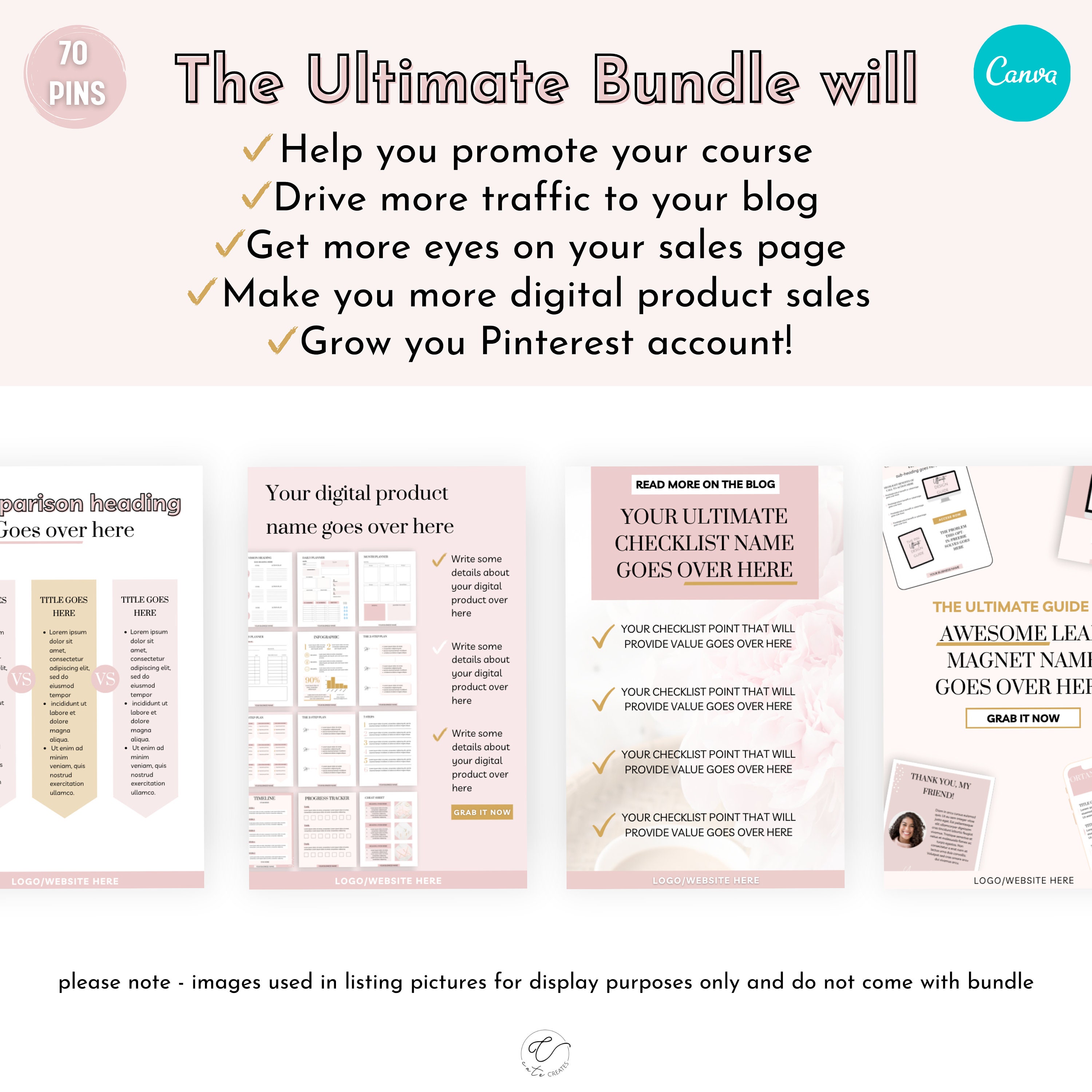 Pinterest Templates Canva Pinterest Pins Pinterest Marketing - Etsy