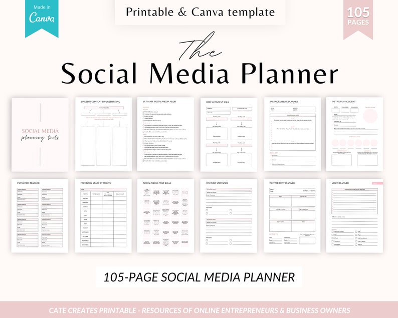Social Media Planner Printable Social Media Planner Social - Etsy