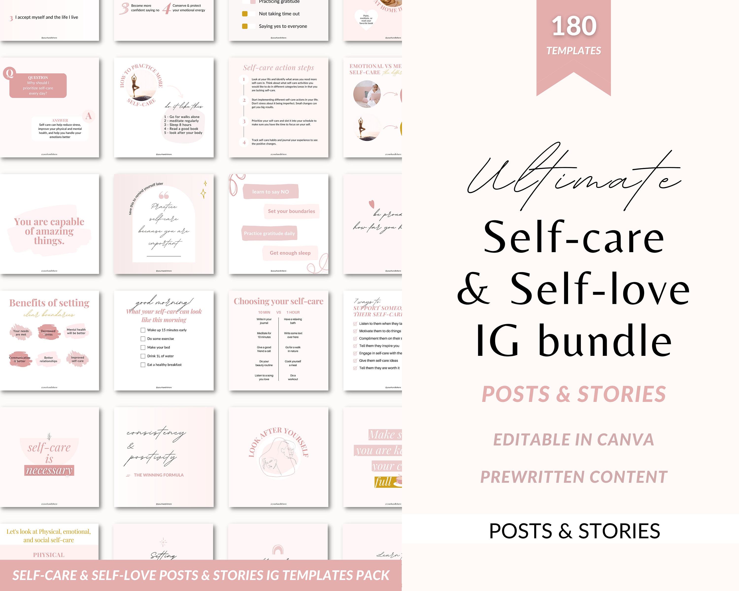 Self Care Instagram Templates, Self-love Templates, Self-care Content ...