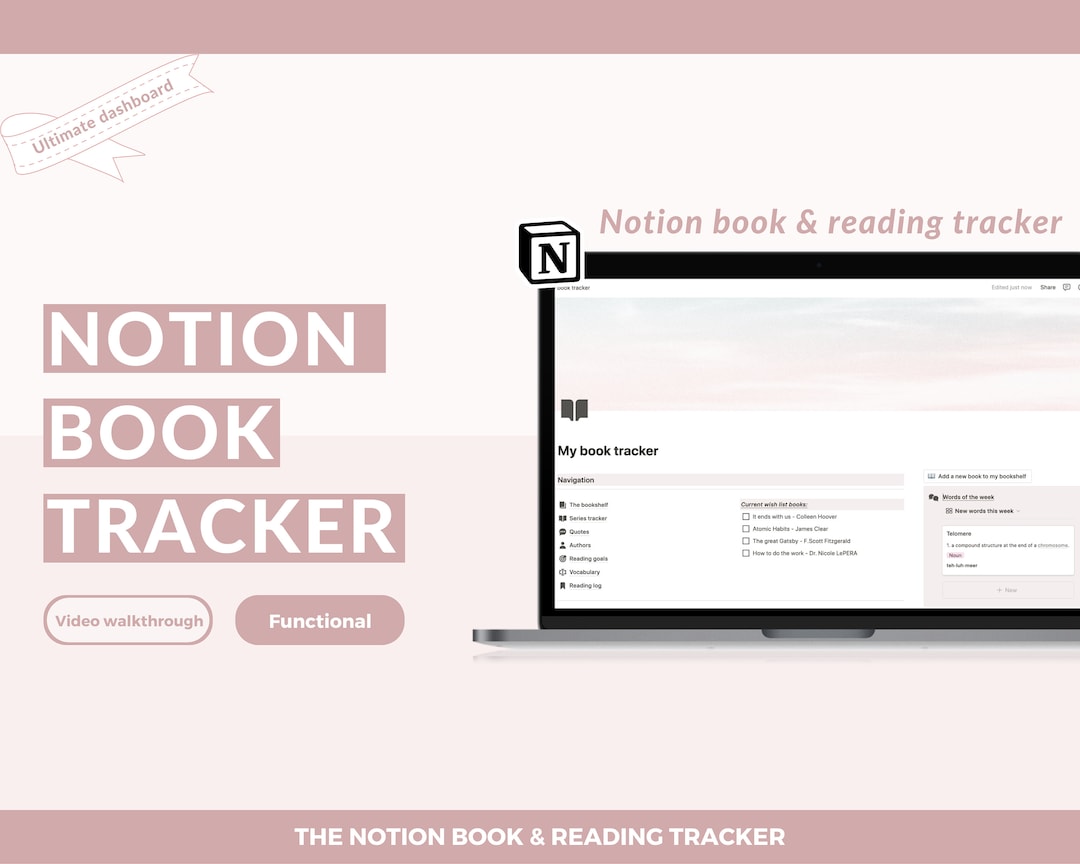 Notion Book Tracker Notion Reading Tracker Notion Planner Notion Template Notion Reading