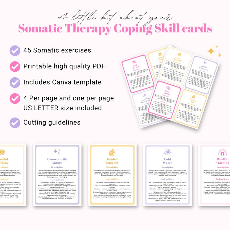Somatic Therapy Coping Skills, Somatic Coping Skill Cards, PTSD Therapy ...