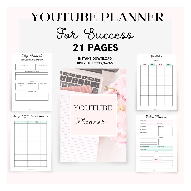 Youtube Video Planner Youtube Channel Planner Social Media - Etsy UK