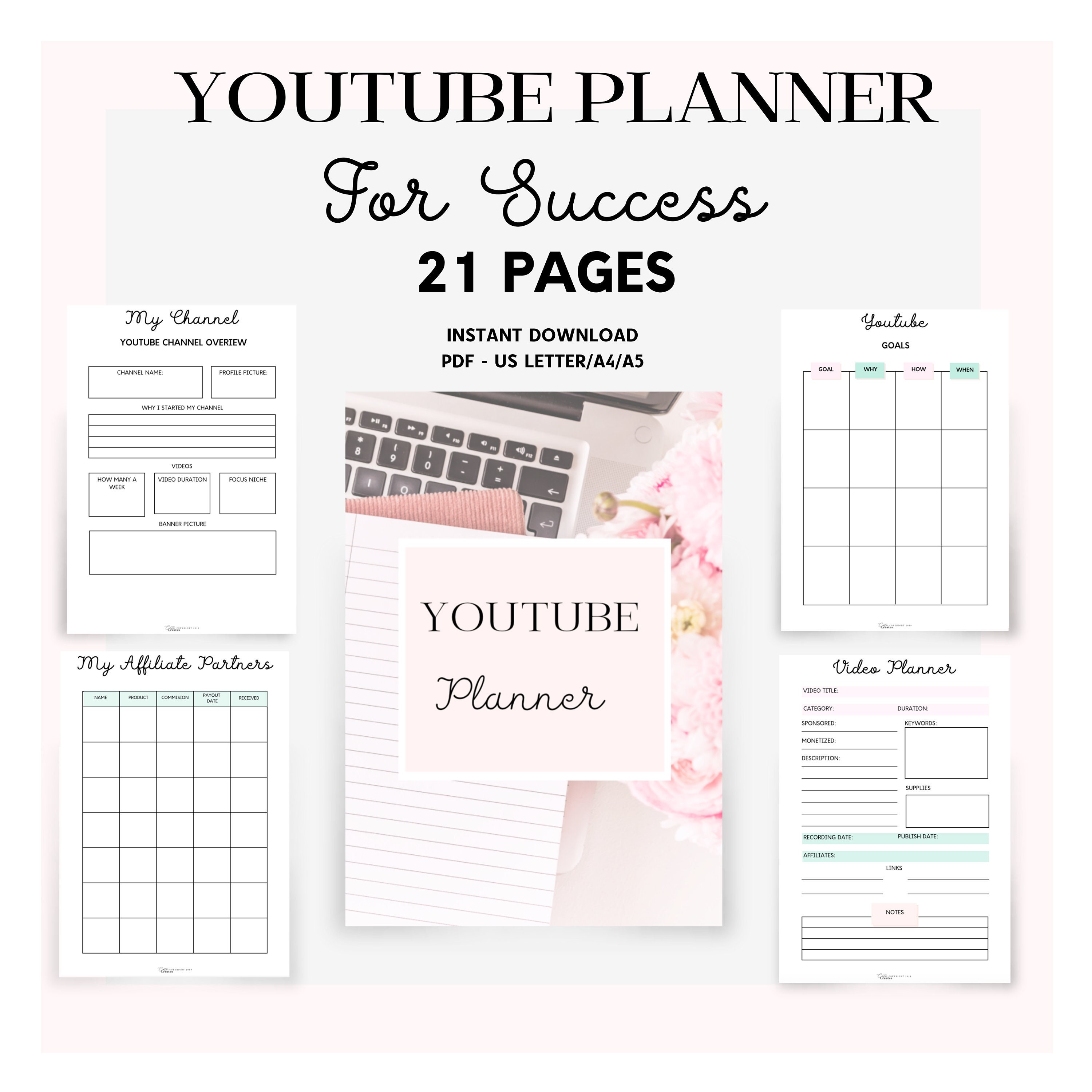 Youtube Video Planner Youtube Channel Planner Social Media - Etsy UK