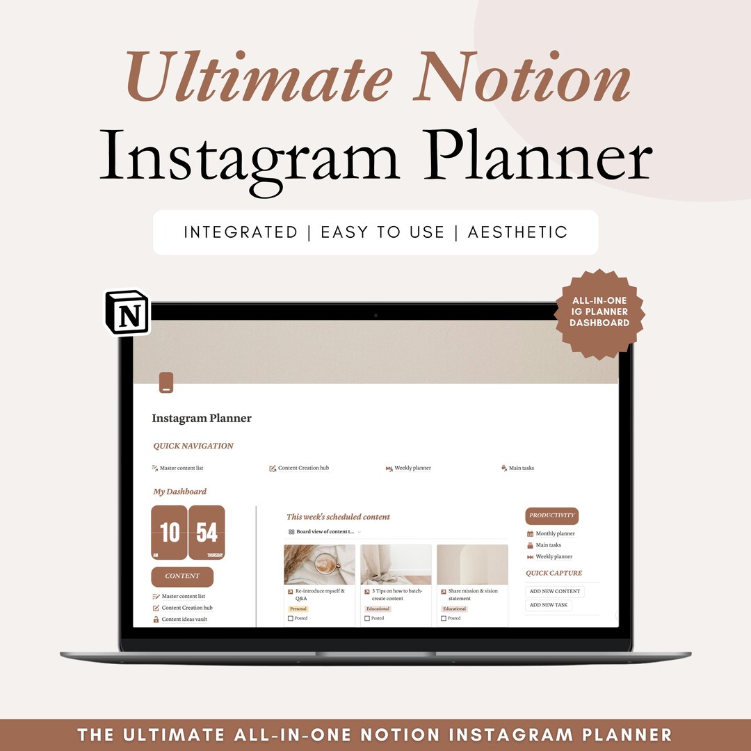 Notion Instagram Planner, Notion Social Media, Notion Templates, Notion ...