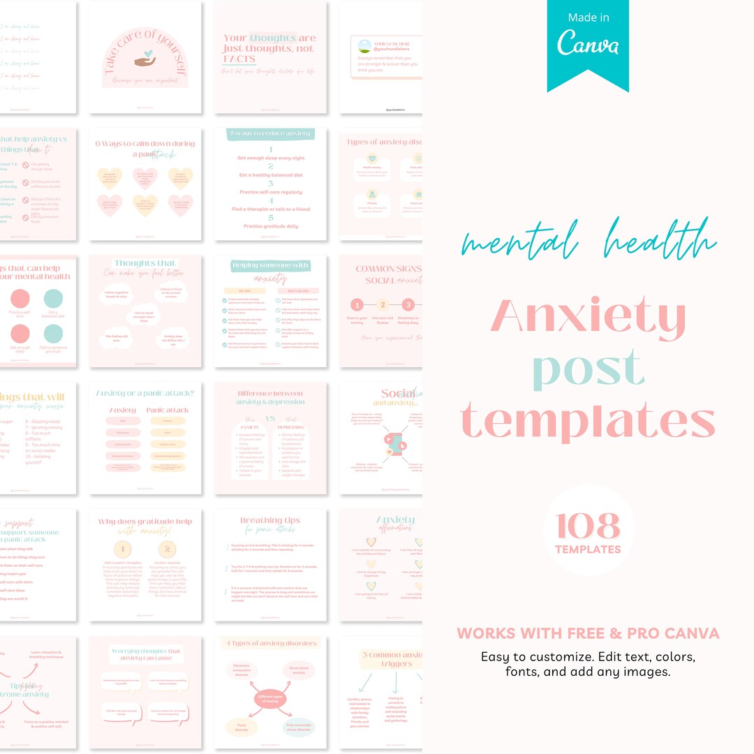 Mental Health Templates, Anxiety Instagram Posts, Anxiety Templates ...