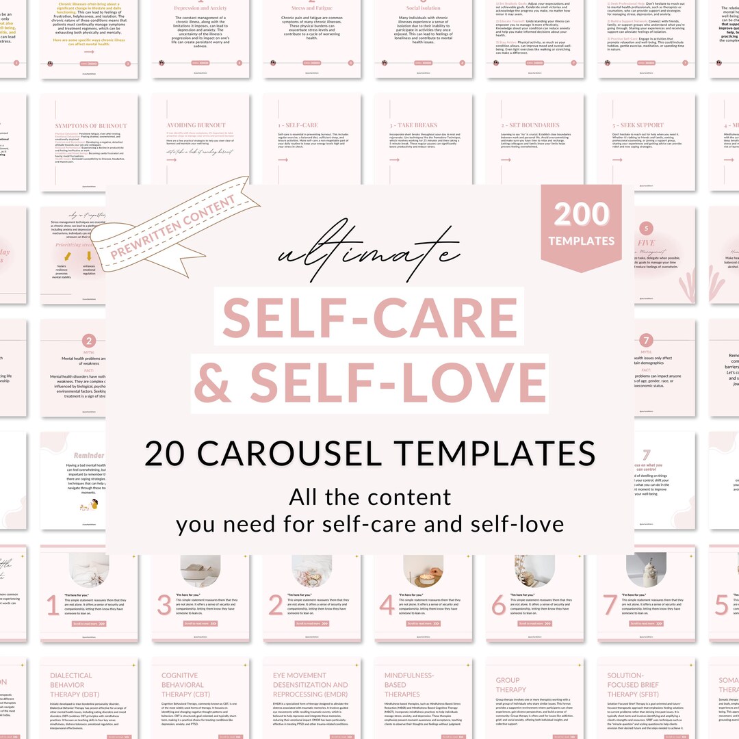 Self-care Carousel Templates, Self-care Carousels, Self-love Carousels ...