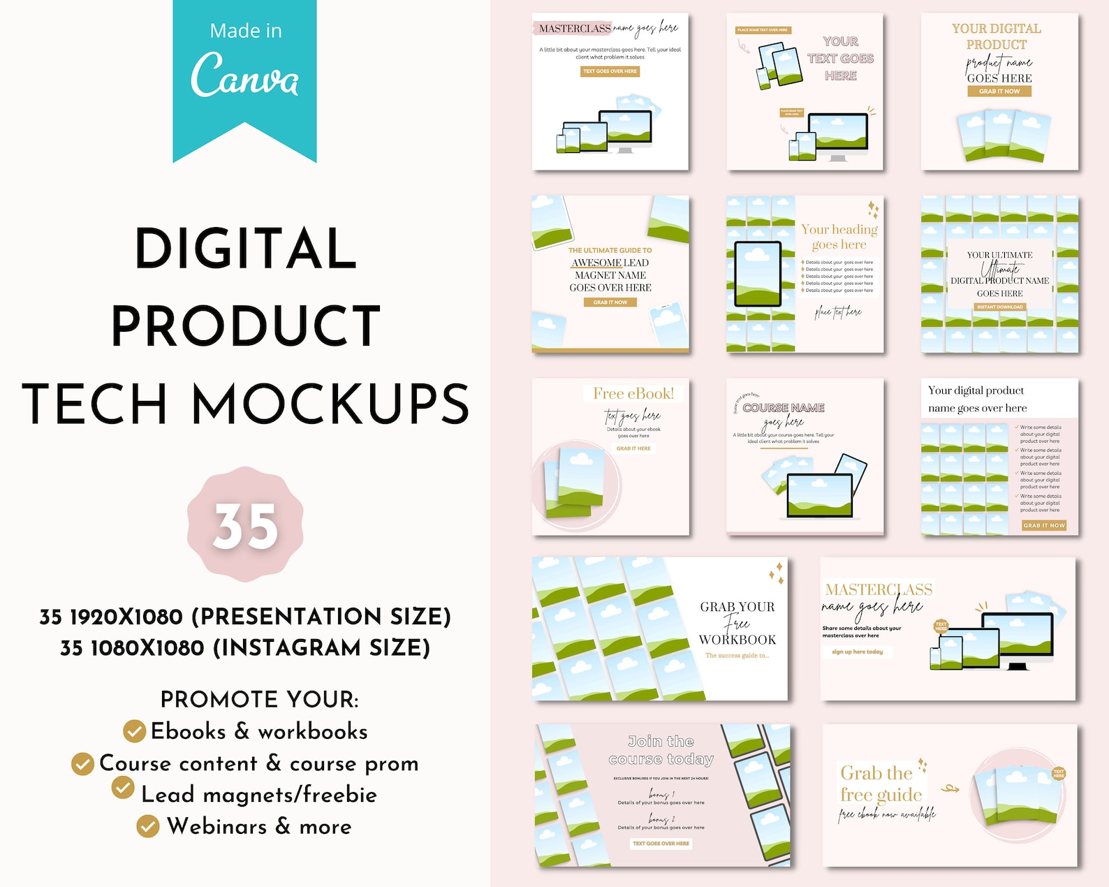 Canva Course Mockup Template, Digital Product Mockup, Course Creator ...
