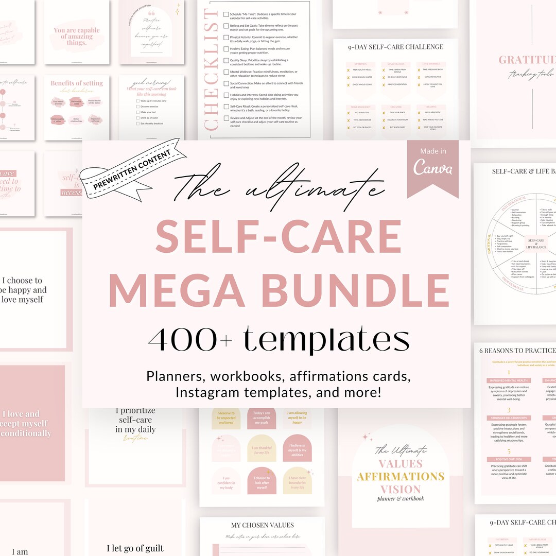 Self Care Canva Bundle, Self Care Template Bundle, Self-care Instagram ...