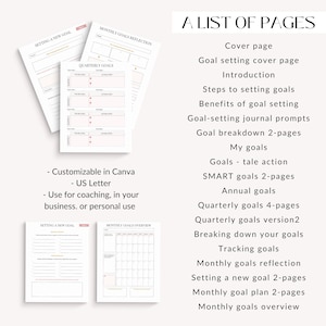 Goal Planner Canva Template, Goal Setting Worksheet, Goals Planner ...
