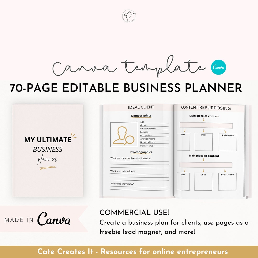 Editable Business Planner, Business Planner Canva Template, Small ...