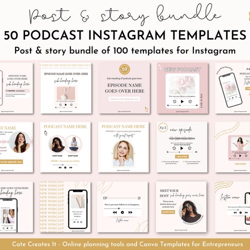 Podcast Instagram Post Templates Podcast Social Media Posts - Etsy